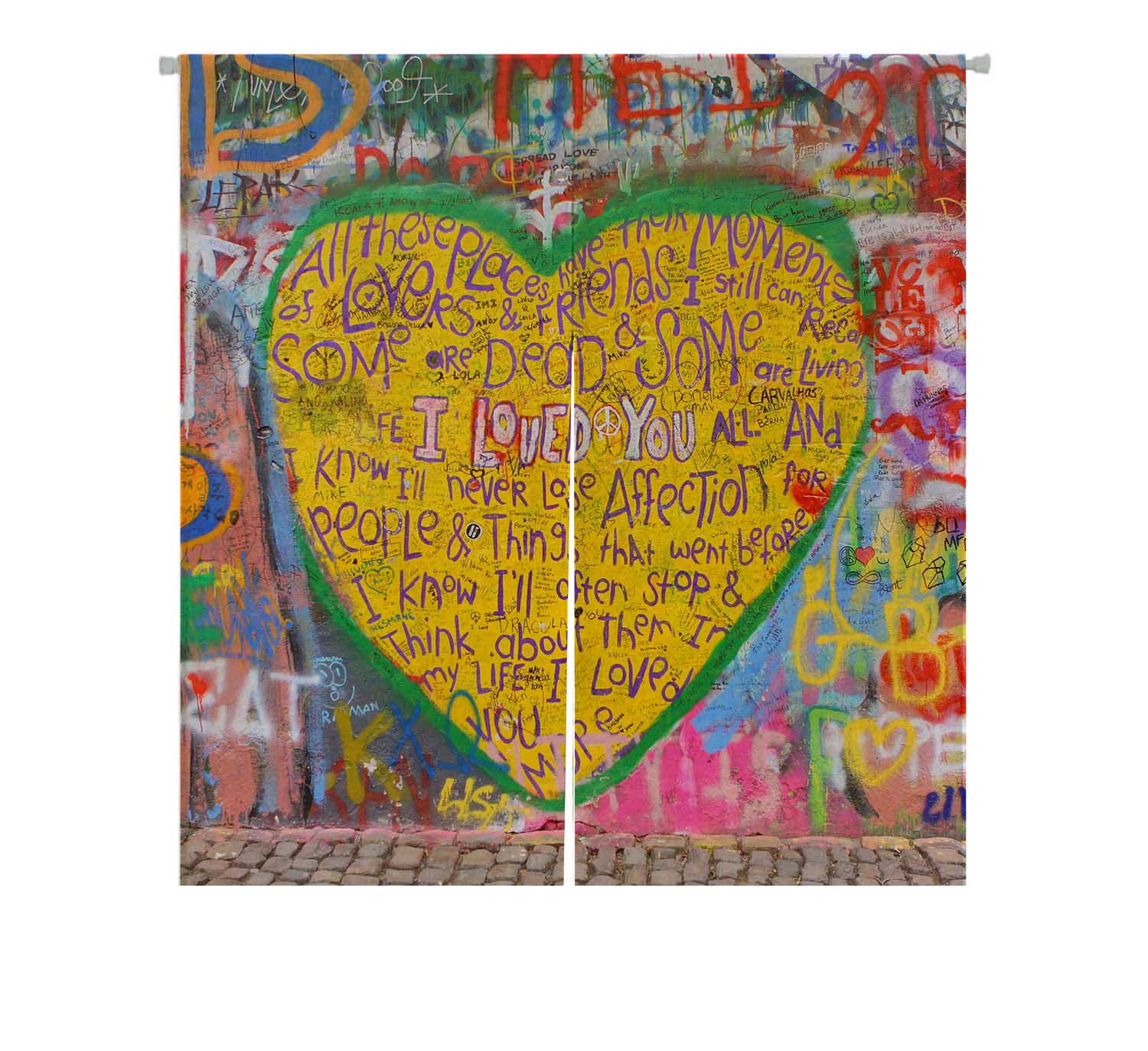PKQWTM John Lennon Graffiti Lyrics From Beatles Songs Door Curtain ...