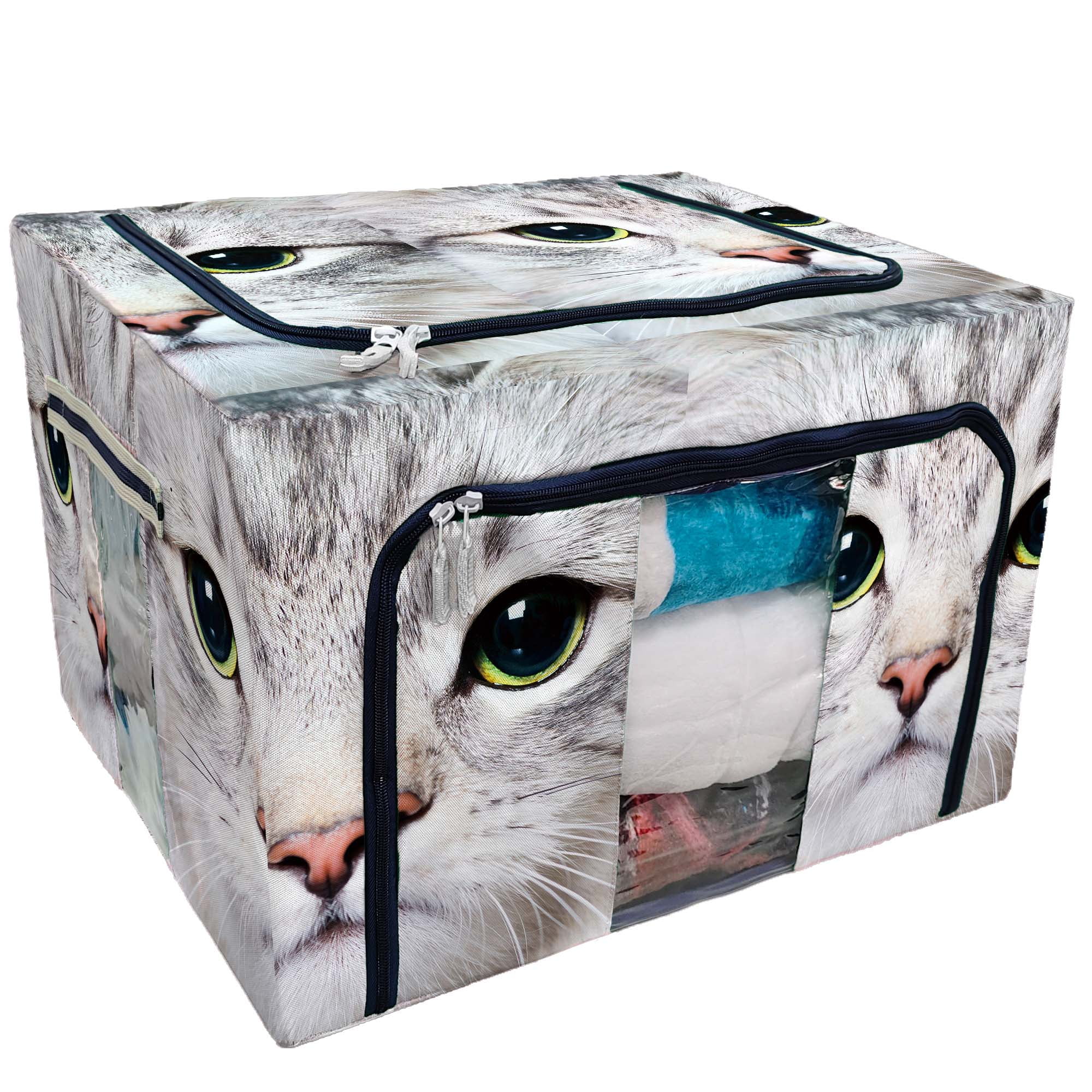 PKQWTM Kitten With Big Green Eyes Storage Bag Clear Window Storage Bins ...