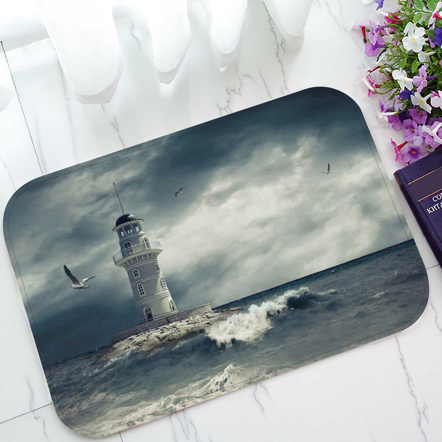 PKQWTM Lighthouse Sea Under Sky Home Decor Floor Mat Area Rug Doormat ...