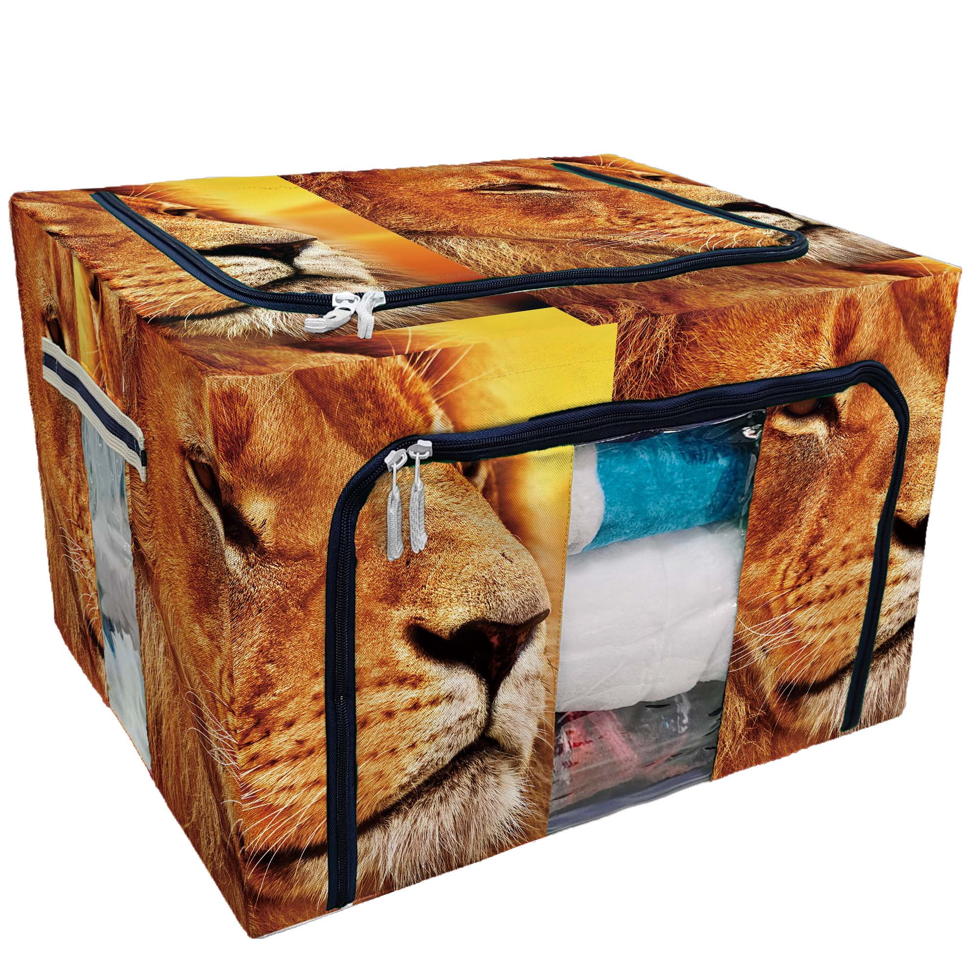 PKQWTM Lion Portrait Savanna Landscape Mount Sunset Storage Bag Clear ...