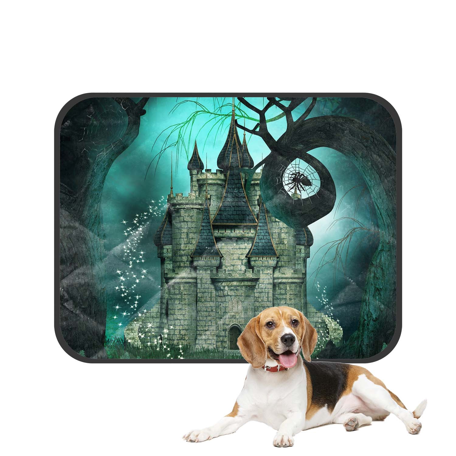 PKQWTM Magic Fantasy Castle Halloween Night Mystic trees Pet Dog Cat ...