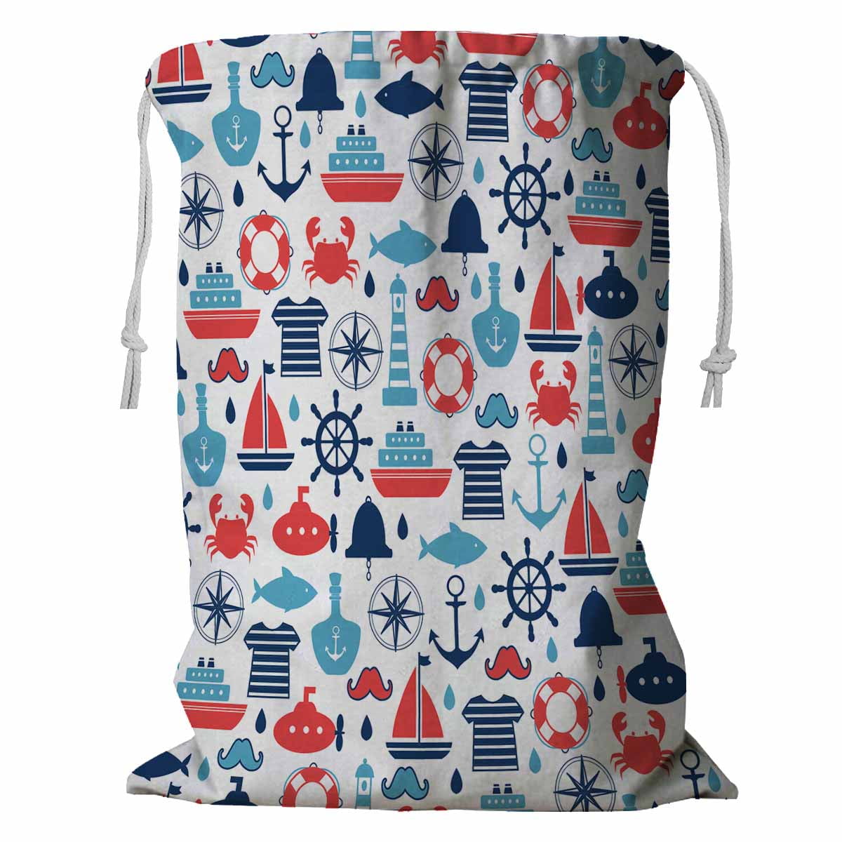 PKQWTM Marine Scrapbook Fish Anchor Storage Basket Laundry Bag with ...