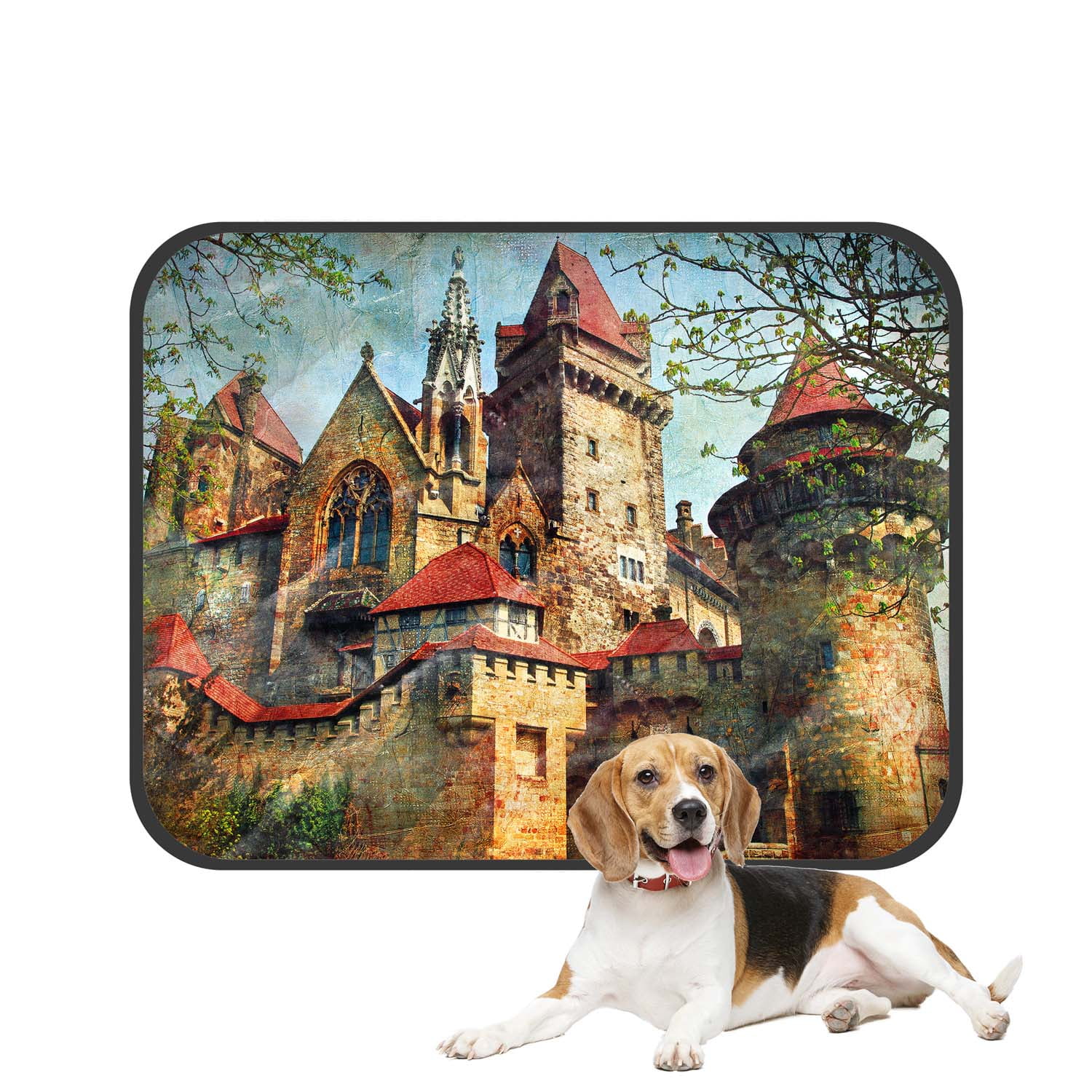PKQWTM Medieval Castle Vintage Style House City Buildings Pet Dog Cat ...