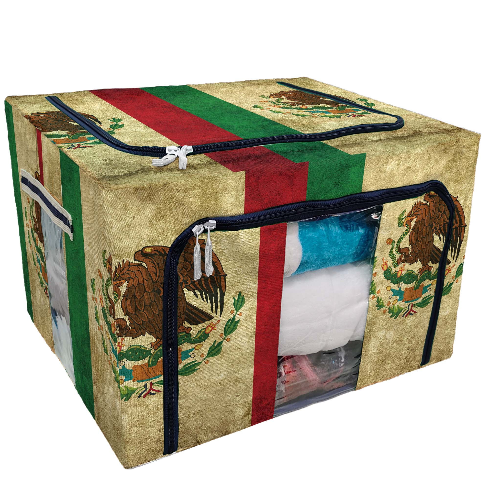PKQWTM Mexican Flag Grunge Vintage Style Home Decor Storage Bag Clear ...