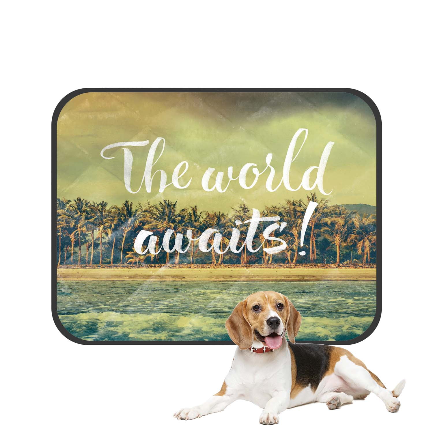 PKQWTM Motivation Quote World Awaits Calligraphy Lettering Nature Ocean ...