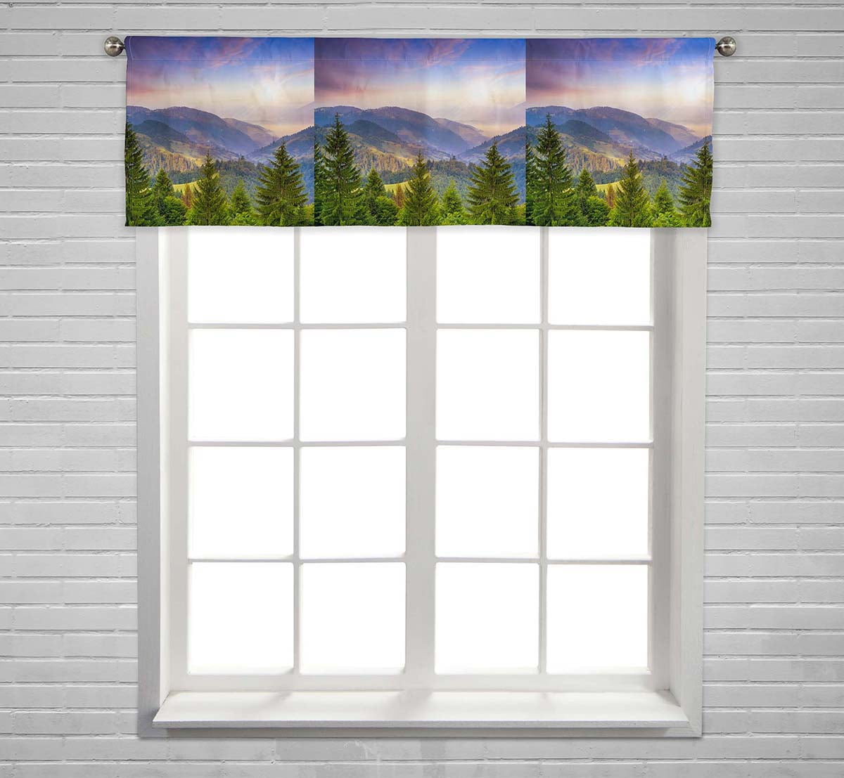 PKQWTM Mountain Landscape Pine Trees Valley Forest Sunset Window ...