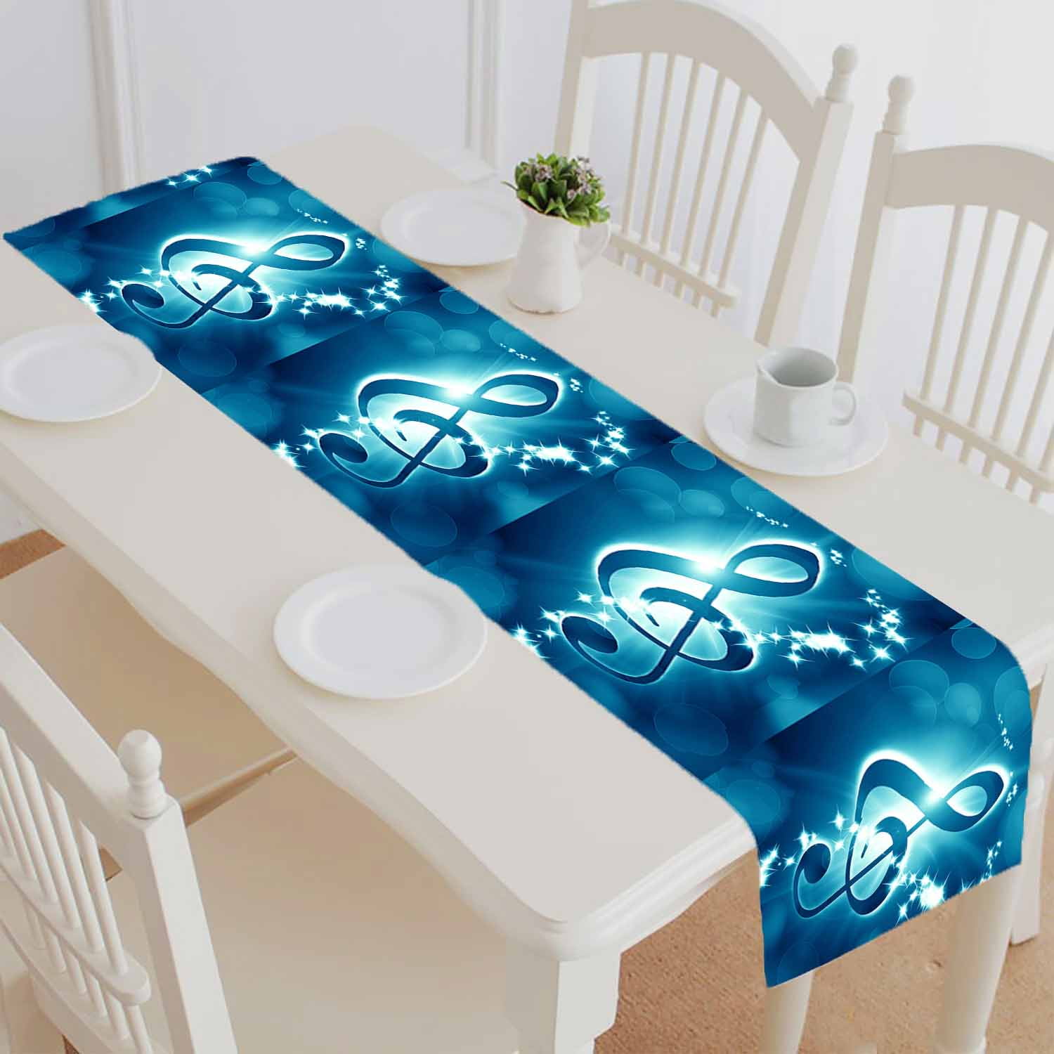 PKQWTM Music Note On A Soft Blue Background Cotton and Linen Table ...
