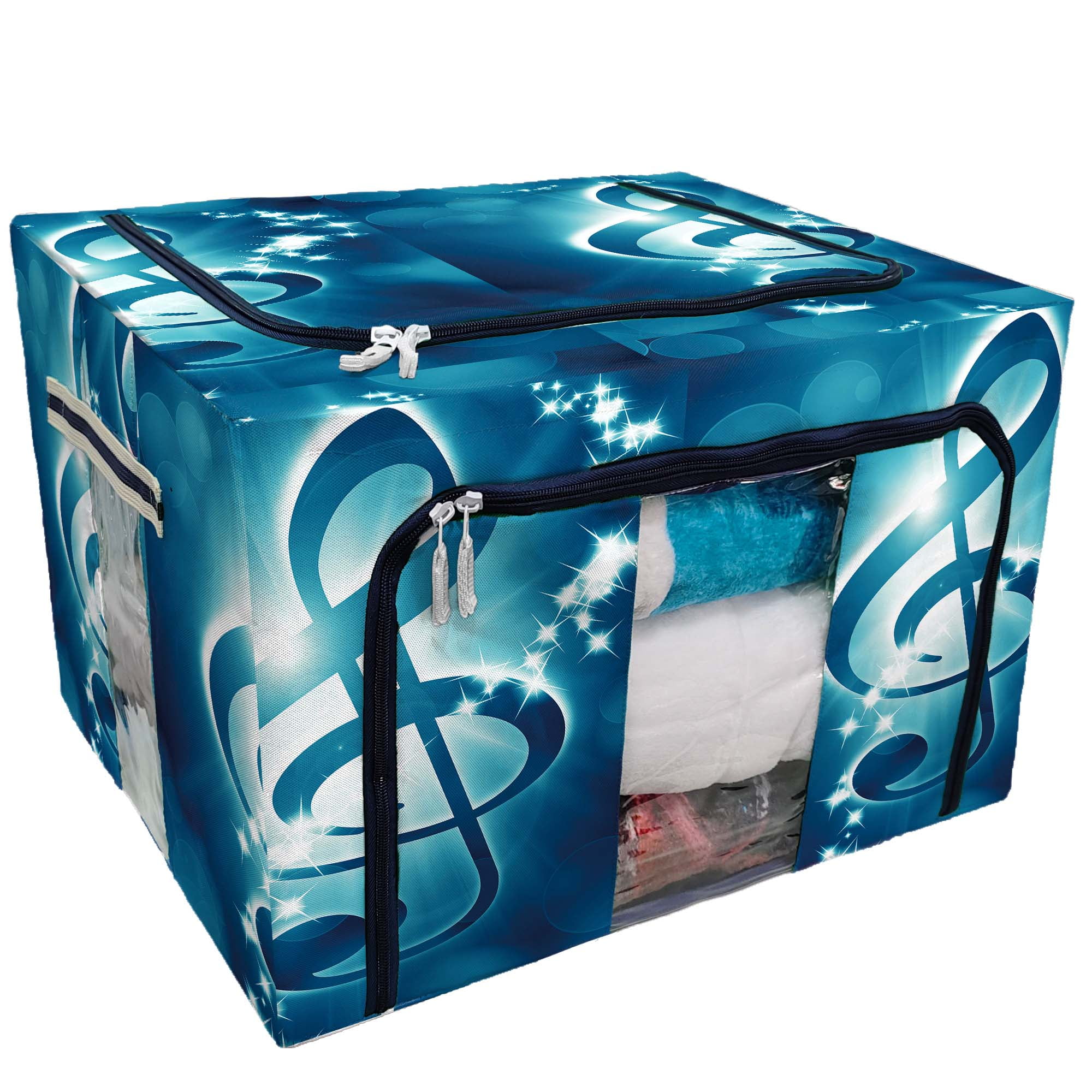 PKQWTM Music Note On A Soft Blue Background Storage Bag Clear Window ...