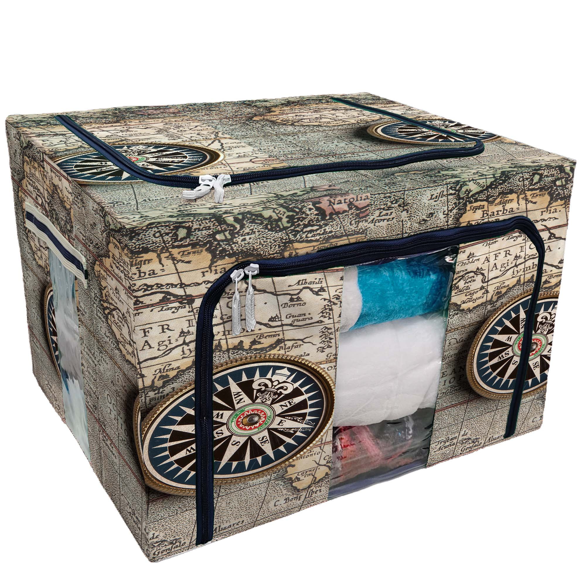 PKQWTM Old Compass On Vintage Retro Map Storage Bag Clear Window ...