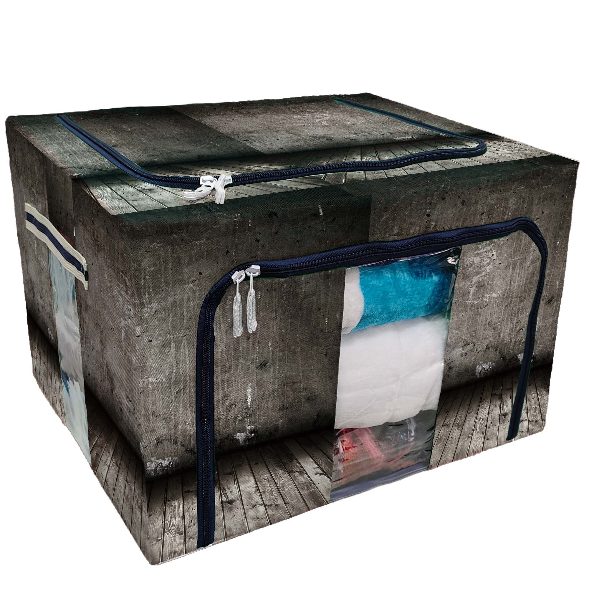 PKQWTM Old Grunge Interior Storage Bag Clear Window Storage Bins Boxes ...