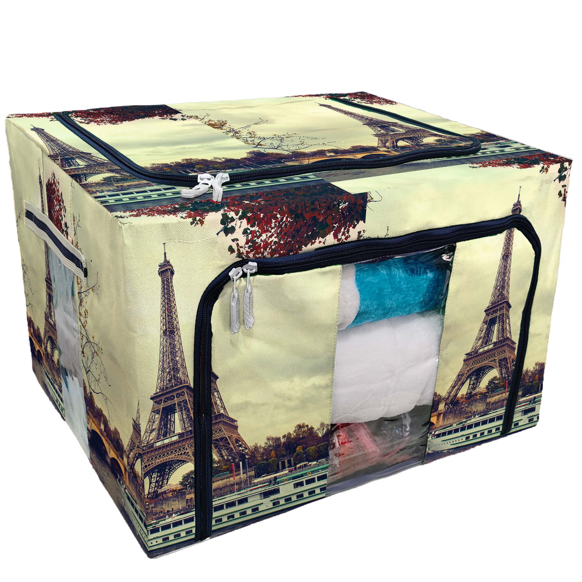 PKQWTM Paris Eiffel Tower Maple Leaves Tree Storage Bag Clear Window ...