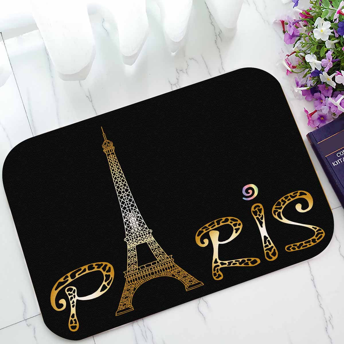 PKQWTM Paris with Eiffel tower Home Decor Floor Mat Area Rug Doormat ...