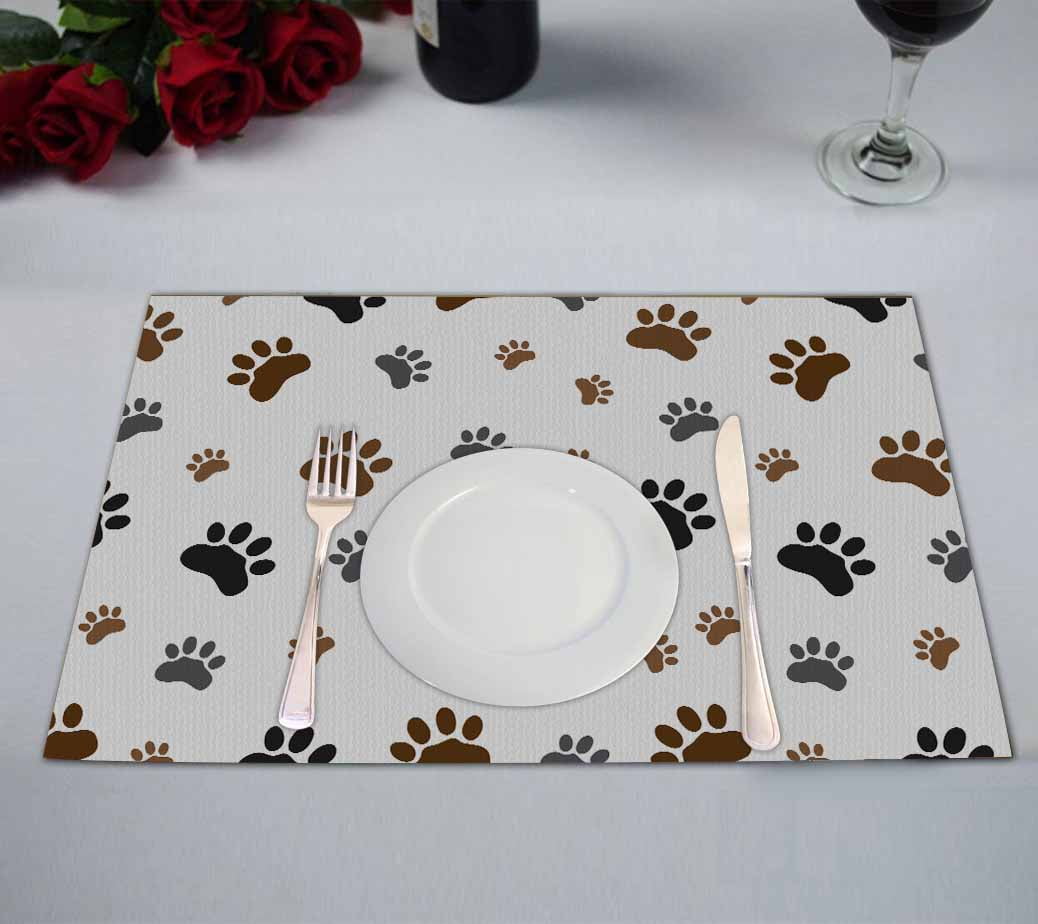 PKQWTM Pattern animal paw Dog paw Kitchen Dining Table Mats Placemats ...