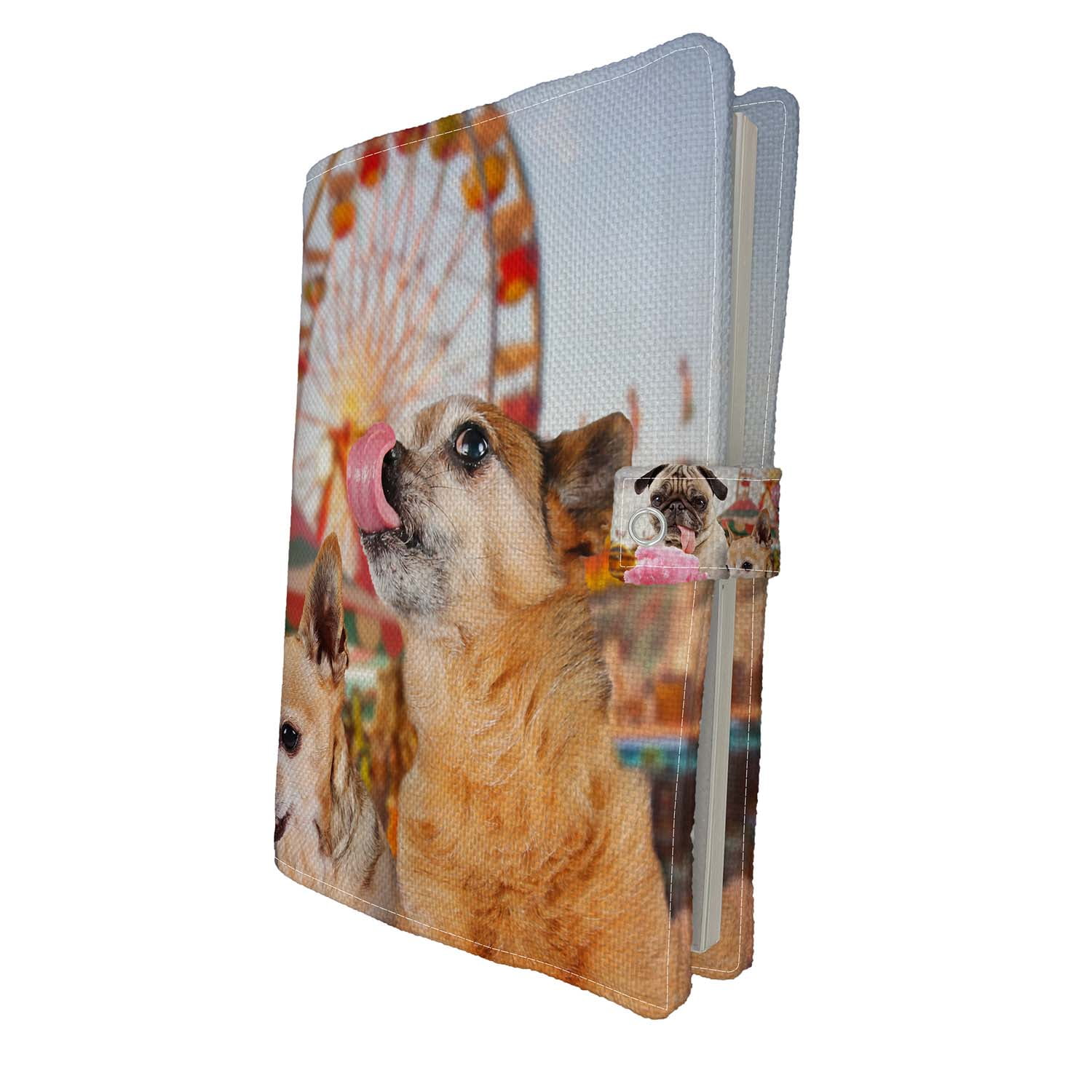 PKQWTM Pink Cotton Candy Amusement Park Three Funny Dogs Book Cover ...