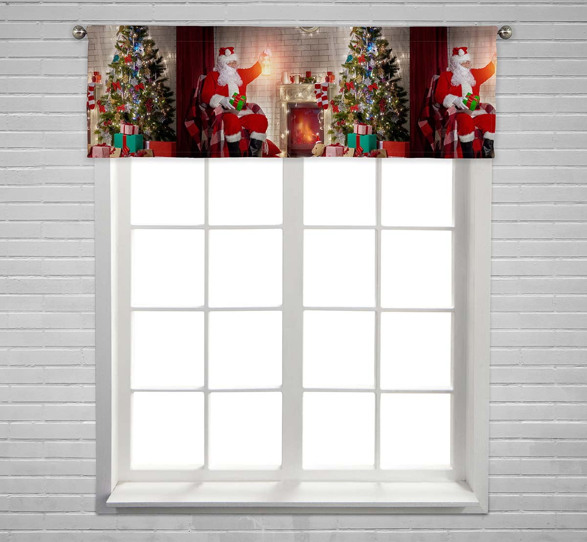 PKQWTM Portrait funny Santa Claus Window Curtain Valance Rod Pocket ...