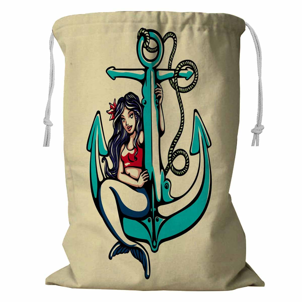 PKQWTM Pretty Siren Mermaid Pin Up Girl Sitting Anchor Sailor Storage ...