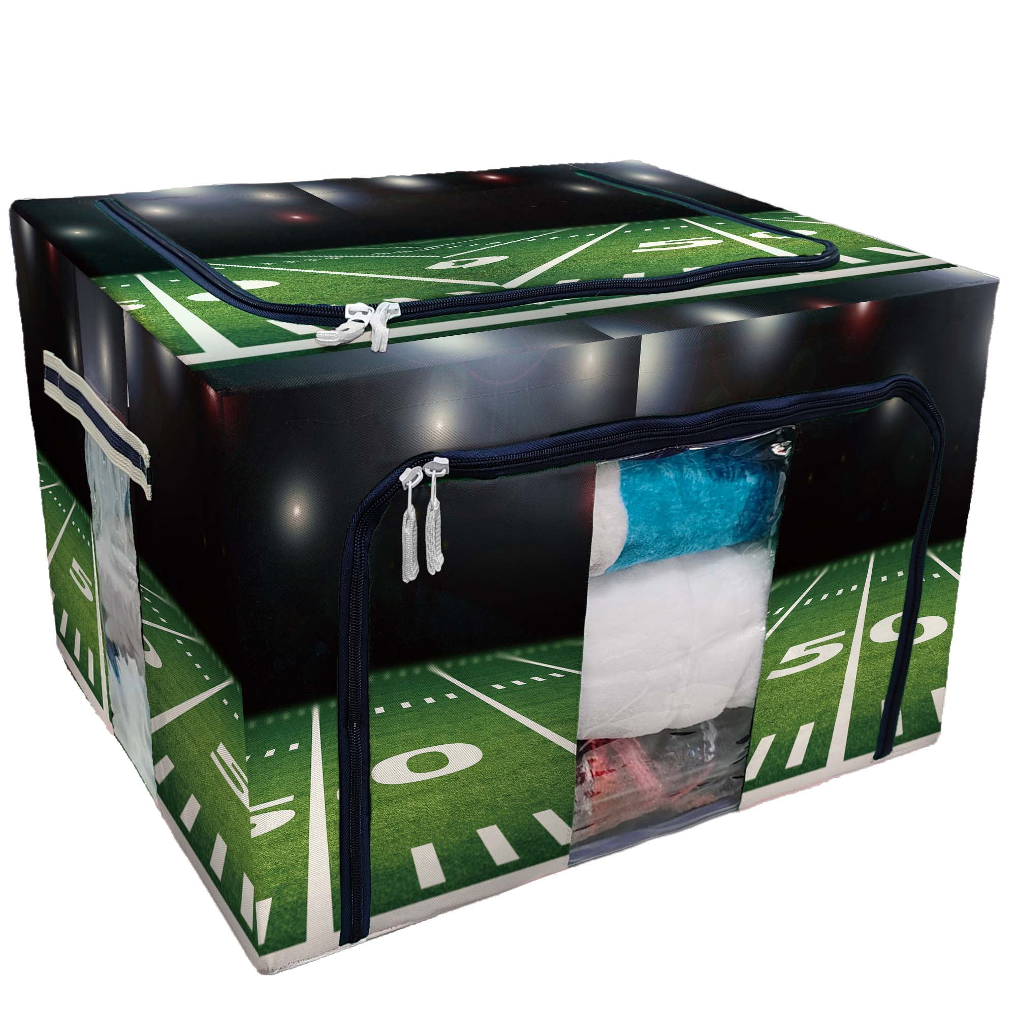 PKQWTM Rendered Empty Football Field Shining Lights Storage Bag Clear ...