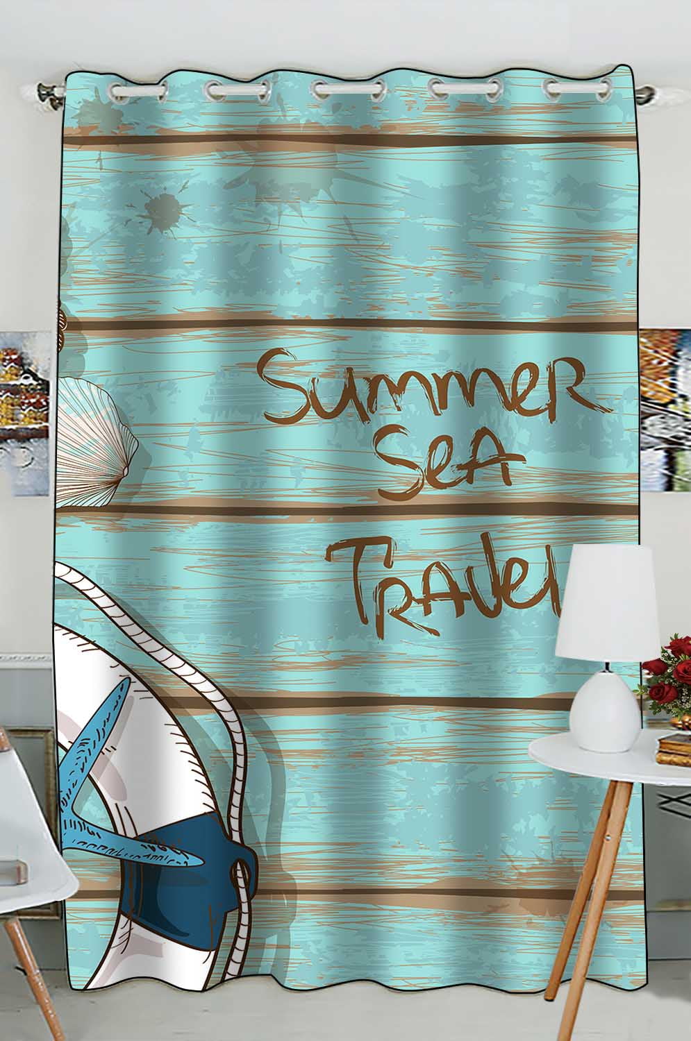 PKQWTM Retro Boards Ship Deck Lifebuoy Rope Starfish Seashell Practical ...