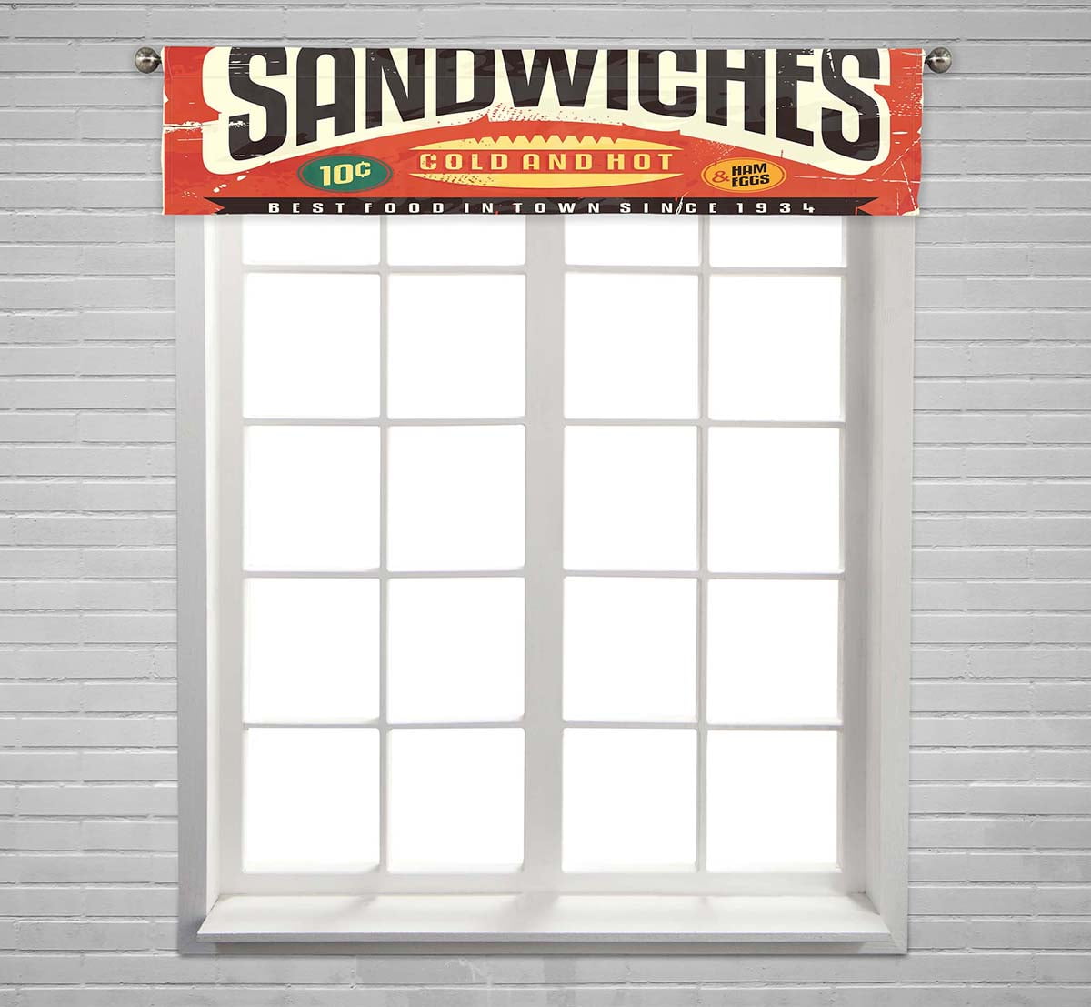 PKQWTM Retro Food Sign Design Window Curtain Valance Rod Pocket 54x12 ...