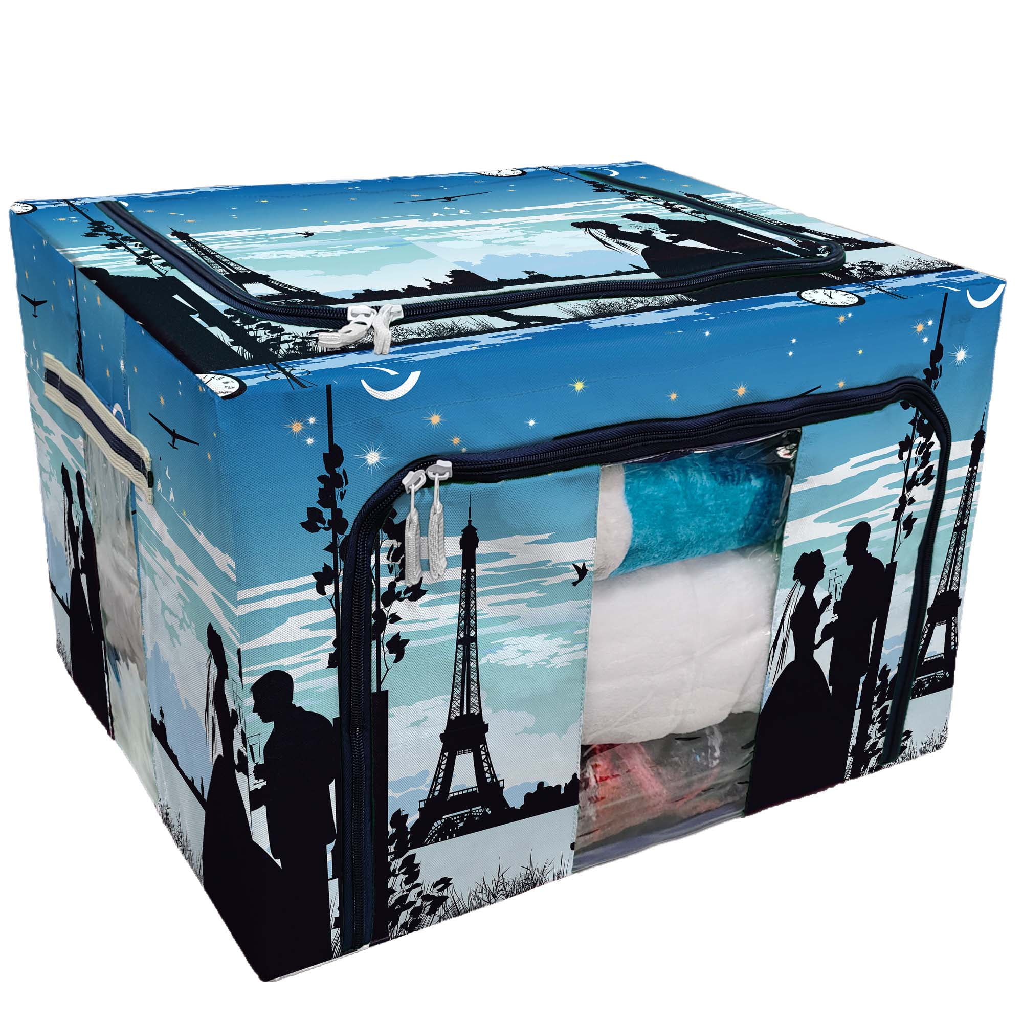 PKQWTM Romantic City Paris Tower Marry Me Storage Bag Clear Window ...