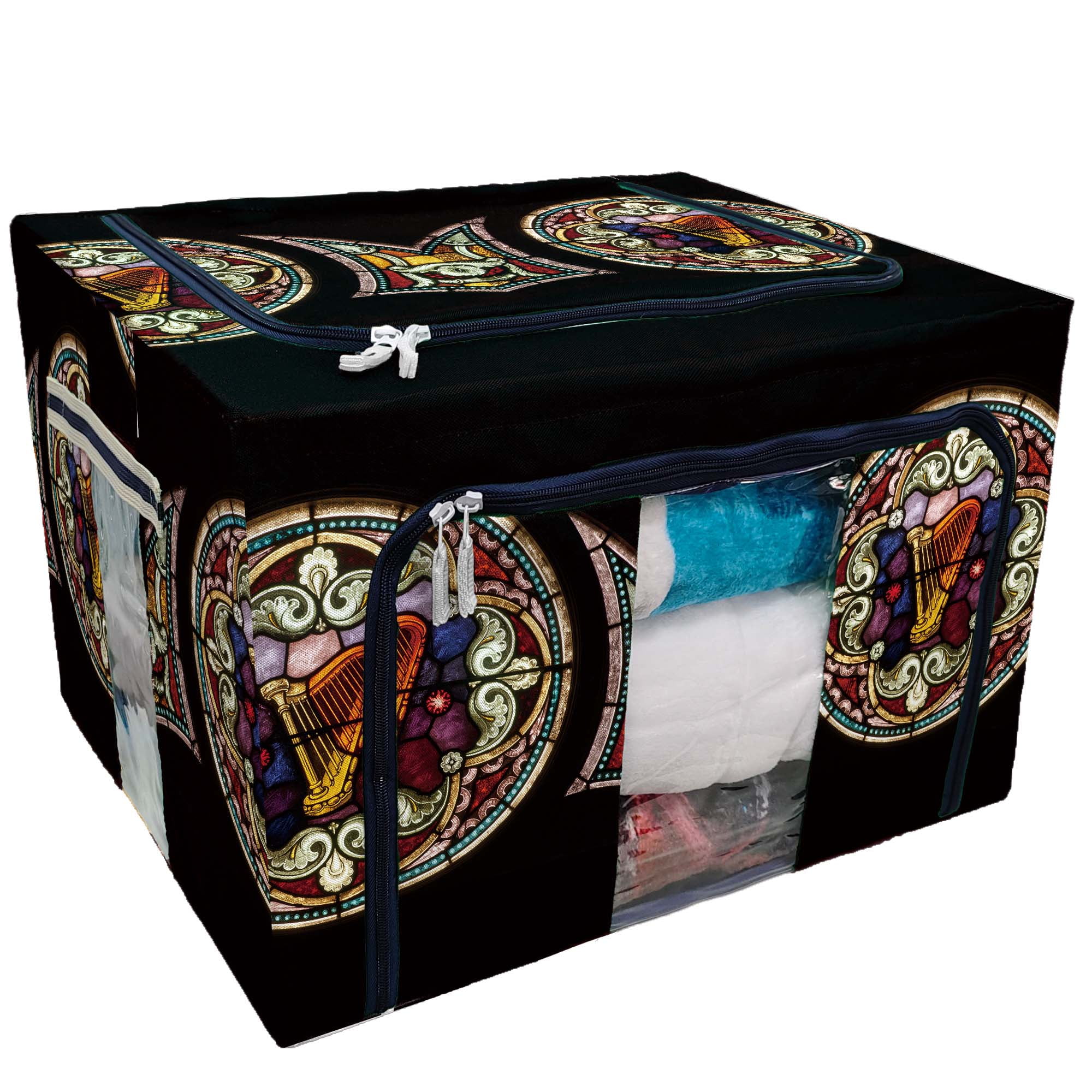 PKQWTM Round stained glass window harp Psalms Storage Bag Clear Window ...