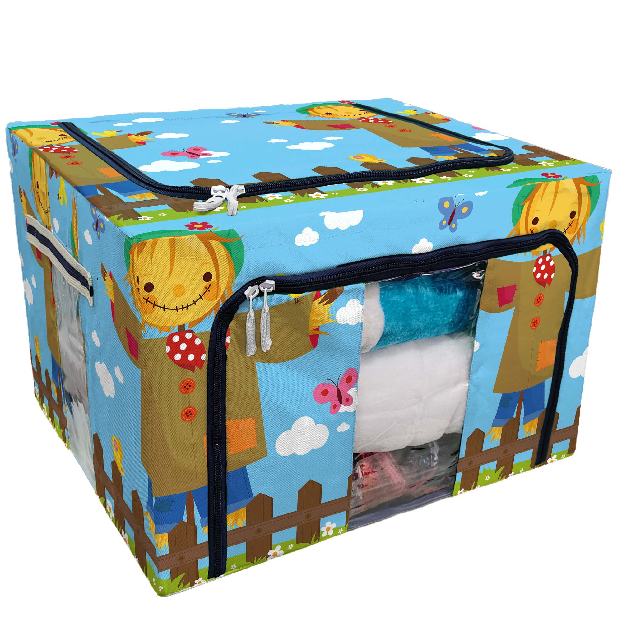 PKQWTM Scarecrow in the field behind a wooden fence Storage Bag Clear ...