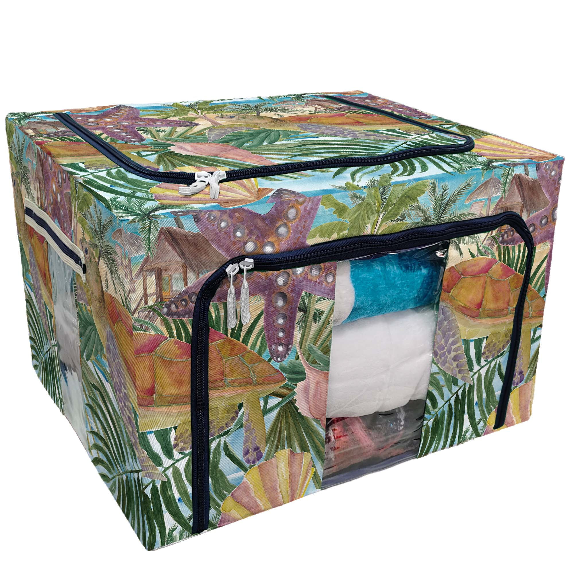 PKQWTM Sea Turtle Seashell Starfish Tropical Palm Tree Leaves Storage ...