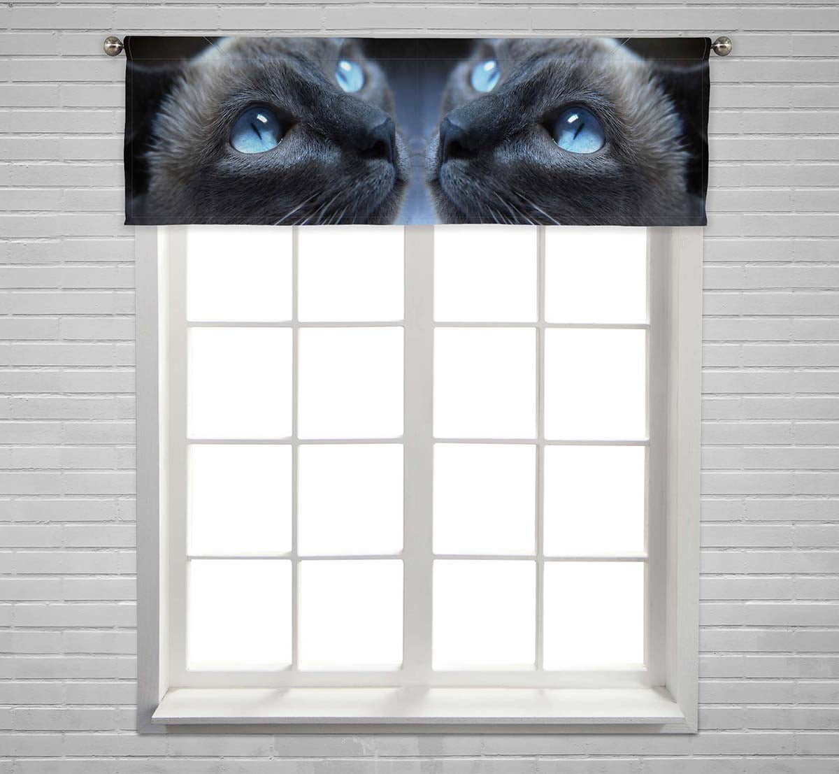 PKQWTM Siamese Cat With Blue Eyes Window Curtain Valance Rod Pocket ...