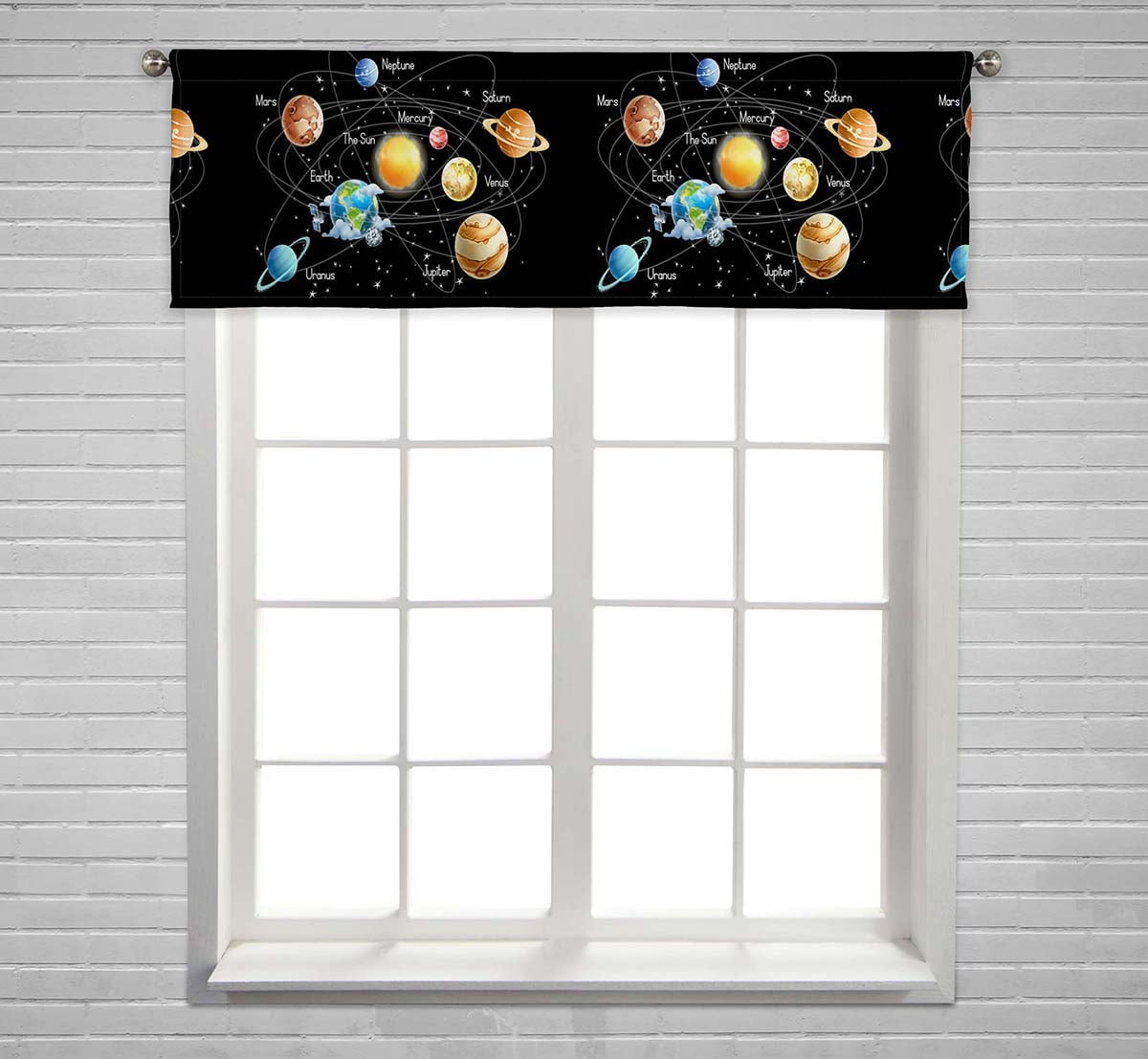 PKQWTM Solar System Window Curtain Valance Rod Pocket 54x18 inch - Walmart.com