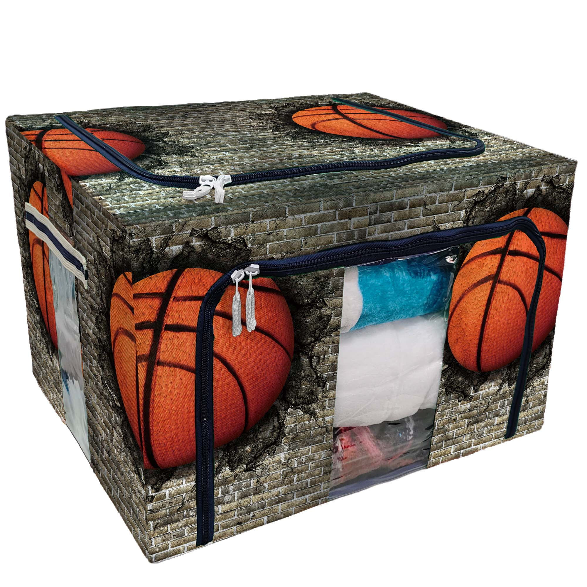 PKQWTM Sports Retro Basketball Embedded in a Brick Wall Storage Bag ...