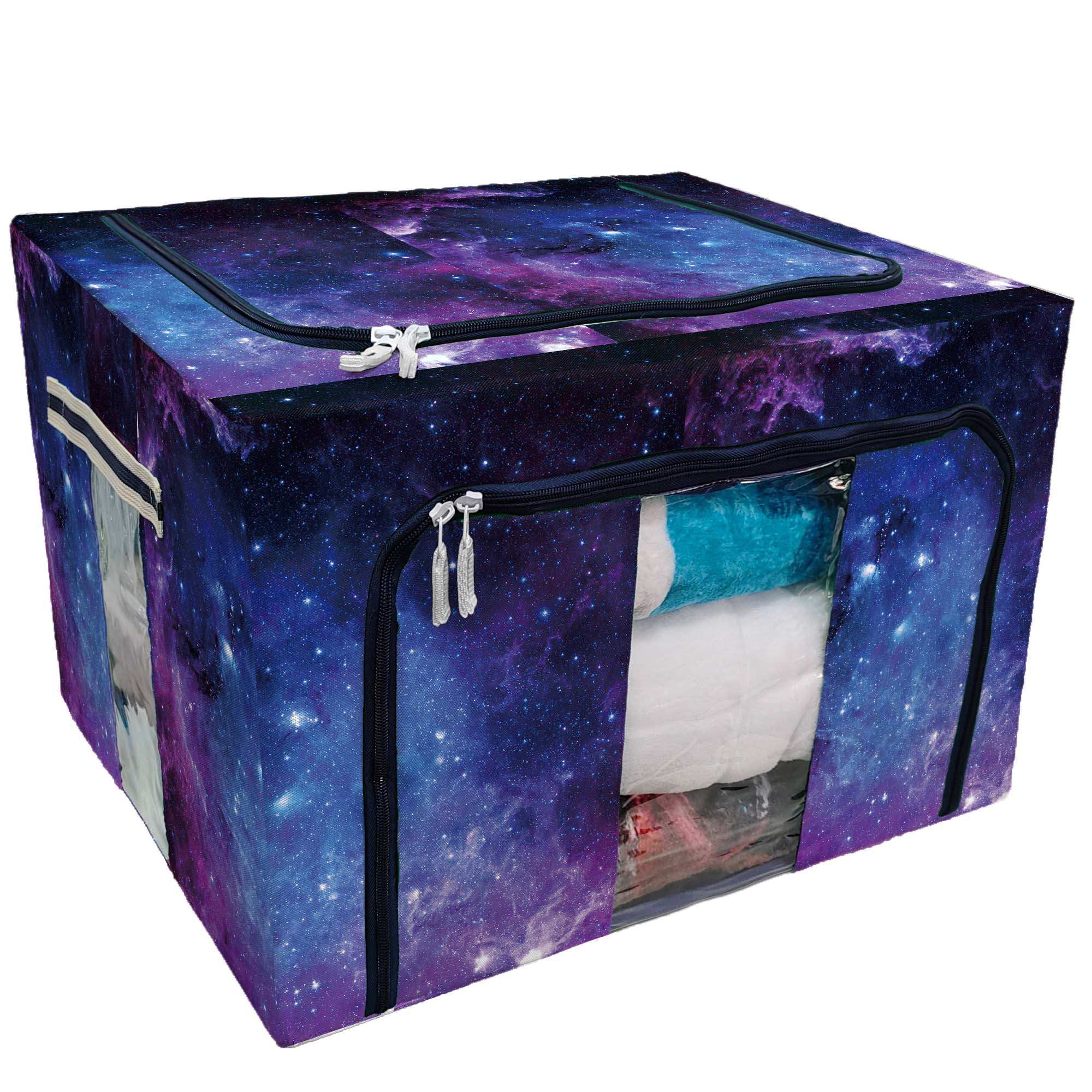 PKQWTM Starfield Galaxy Storage Bag Clear Window Storage Bins Boxes ...