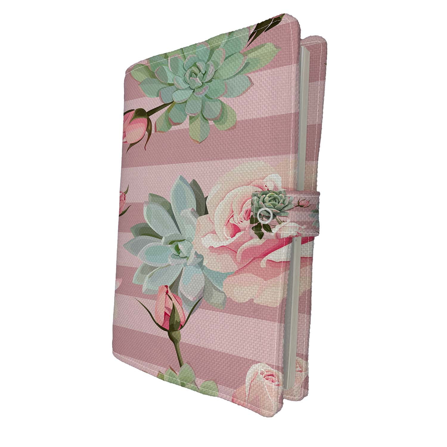 PKQWTM Succulents Roses Floral Ornament With Dusty Pink Stripes Book ...
