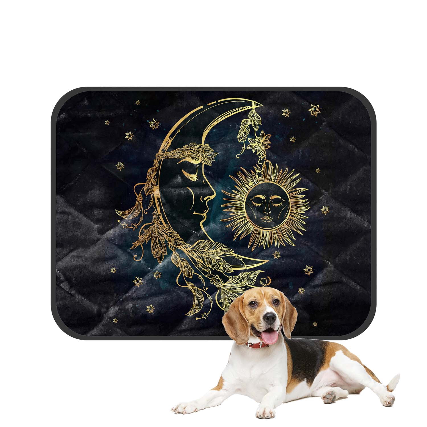 PKQWTM Sun and Moon Stars Starry Night Pet Dog Cat Bed Pee Pads Mat ...