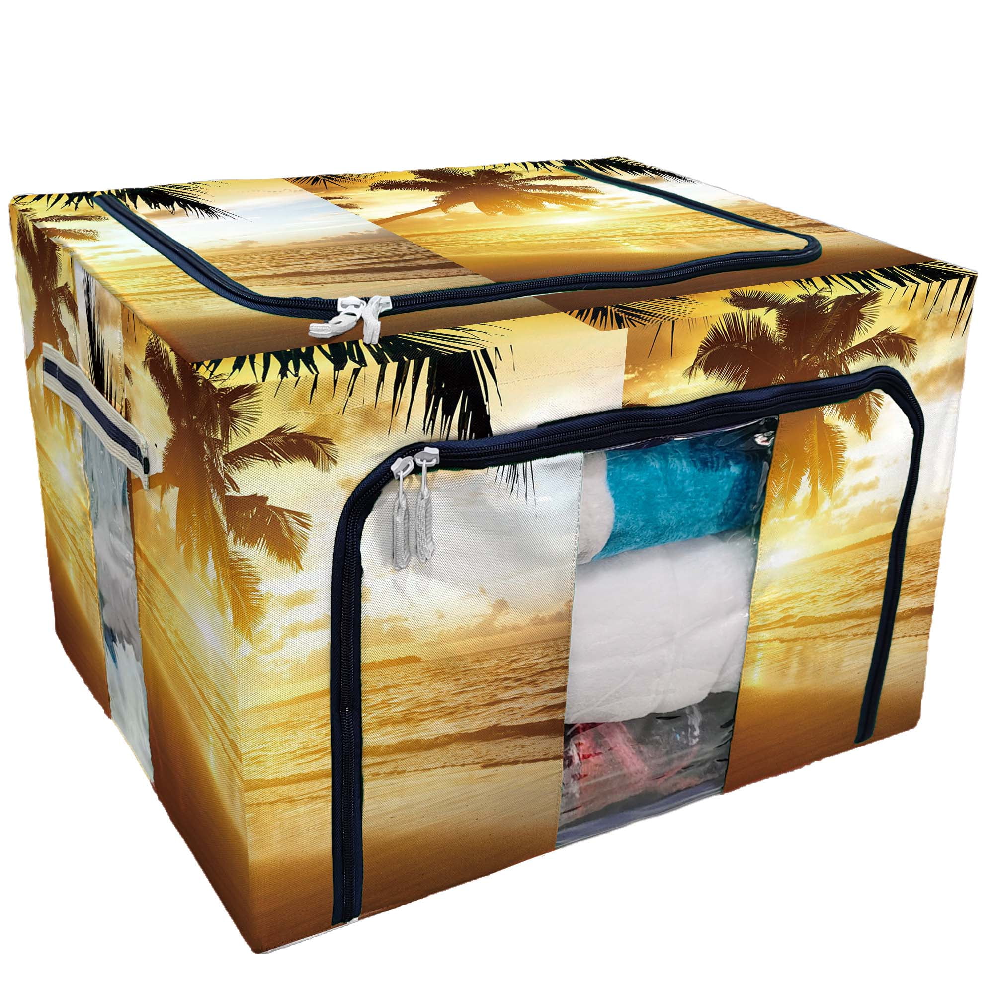 PKQWTM Sunset Beach Palm Trees Nature Island Coastal Storage Bag Clear ...