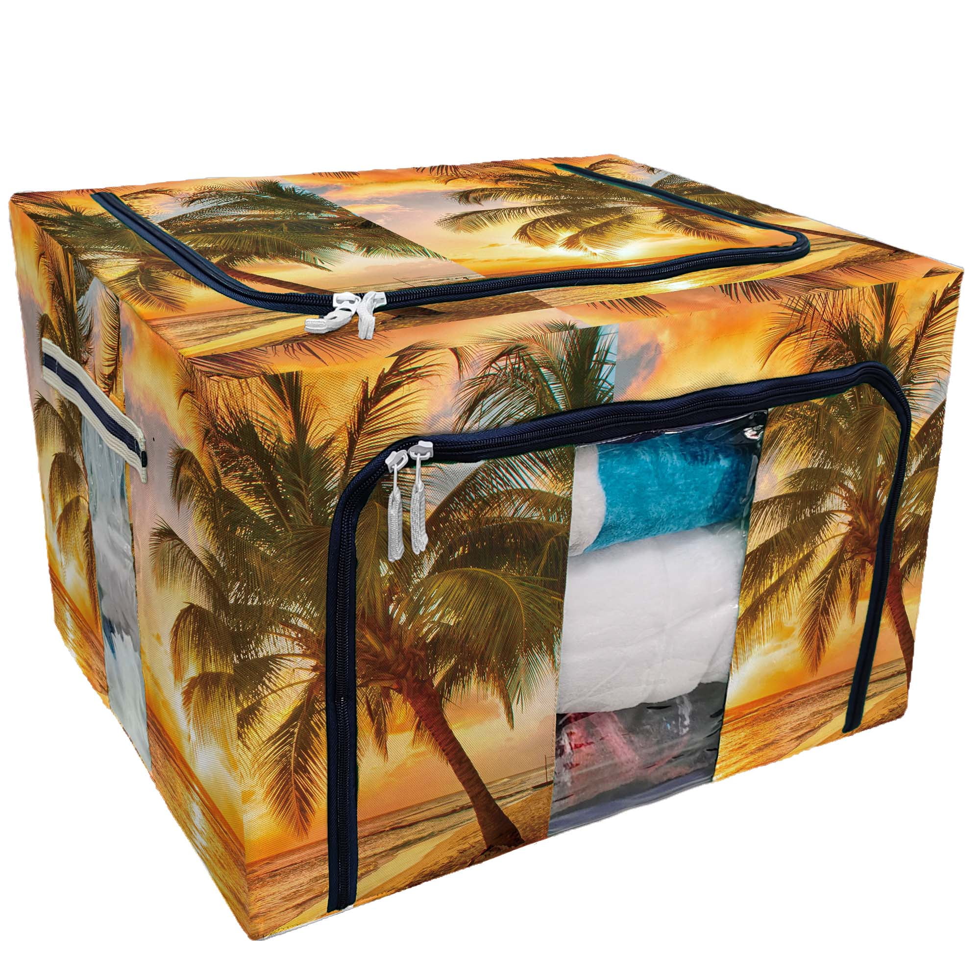 PKQWTM Sunset Landscape Nautical Beach Tropical Palm Tree Storage Bag ...