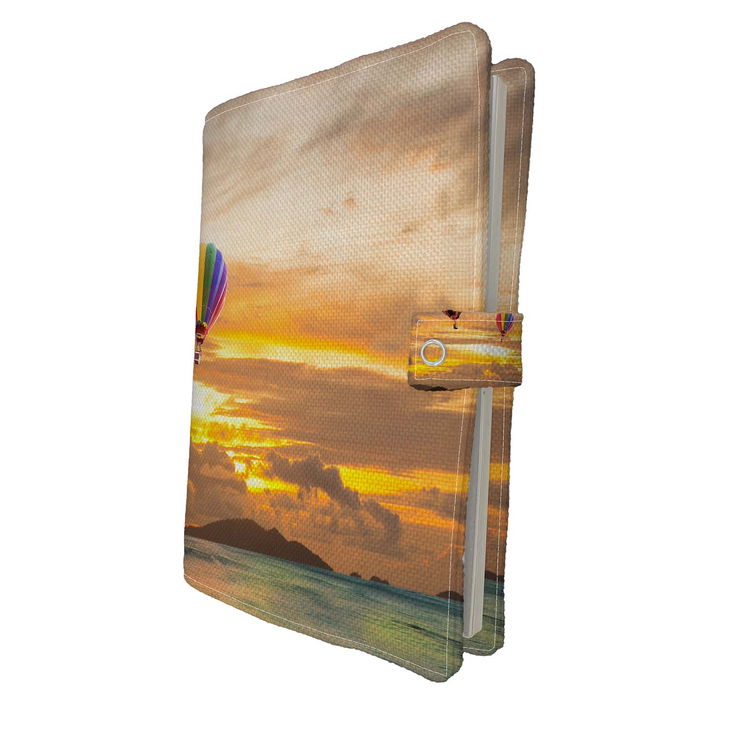 PKQWTM Sunset Sea Rocks Hot Air Balloon Book Cover Book Protector Book ...