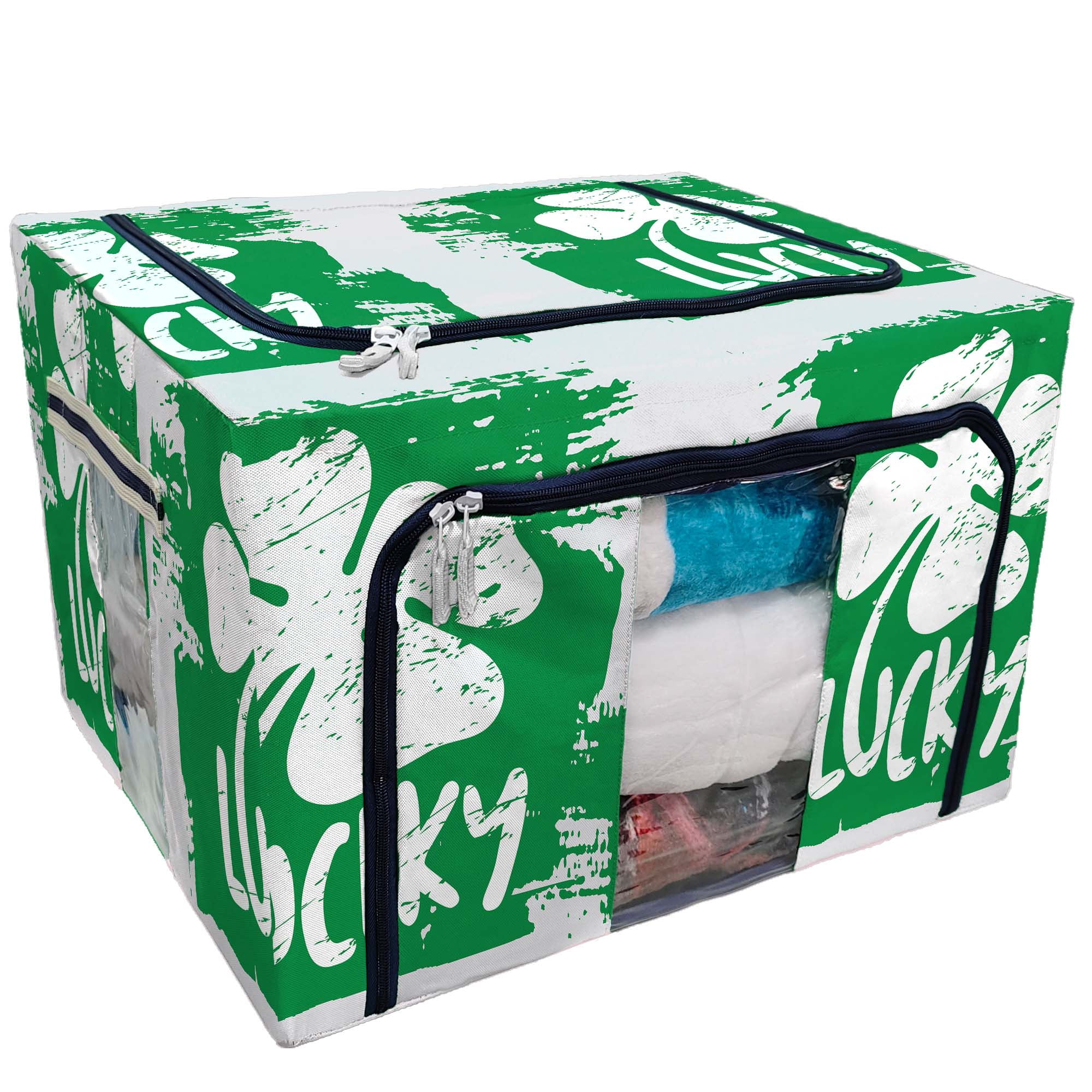 PKQWTM Talisman Clover The Words Luck Storage Bag Clear Window Storage ...