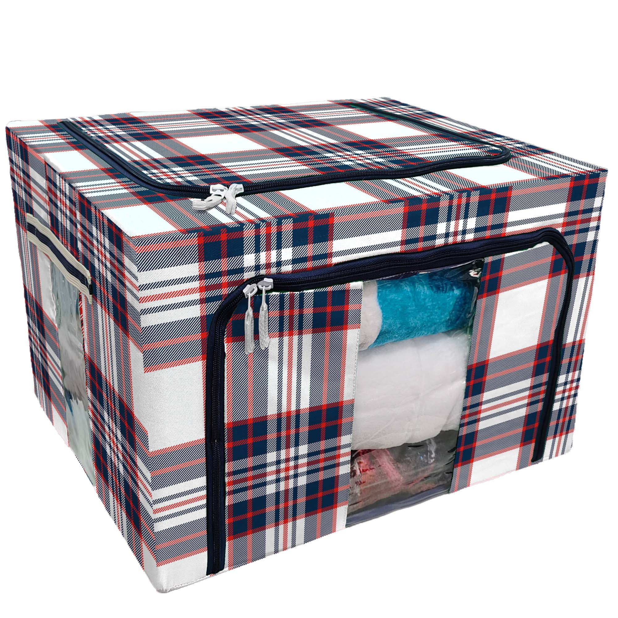 PKQWTM Tartan checkered british fabric pattern Storage Bag Clear Window ...