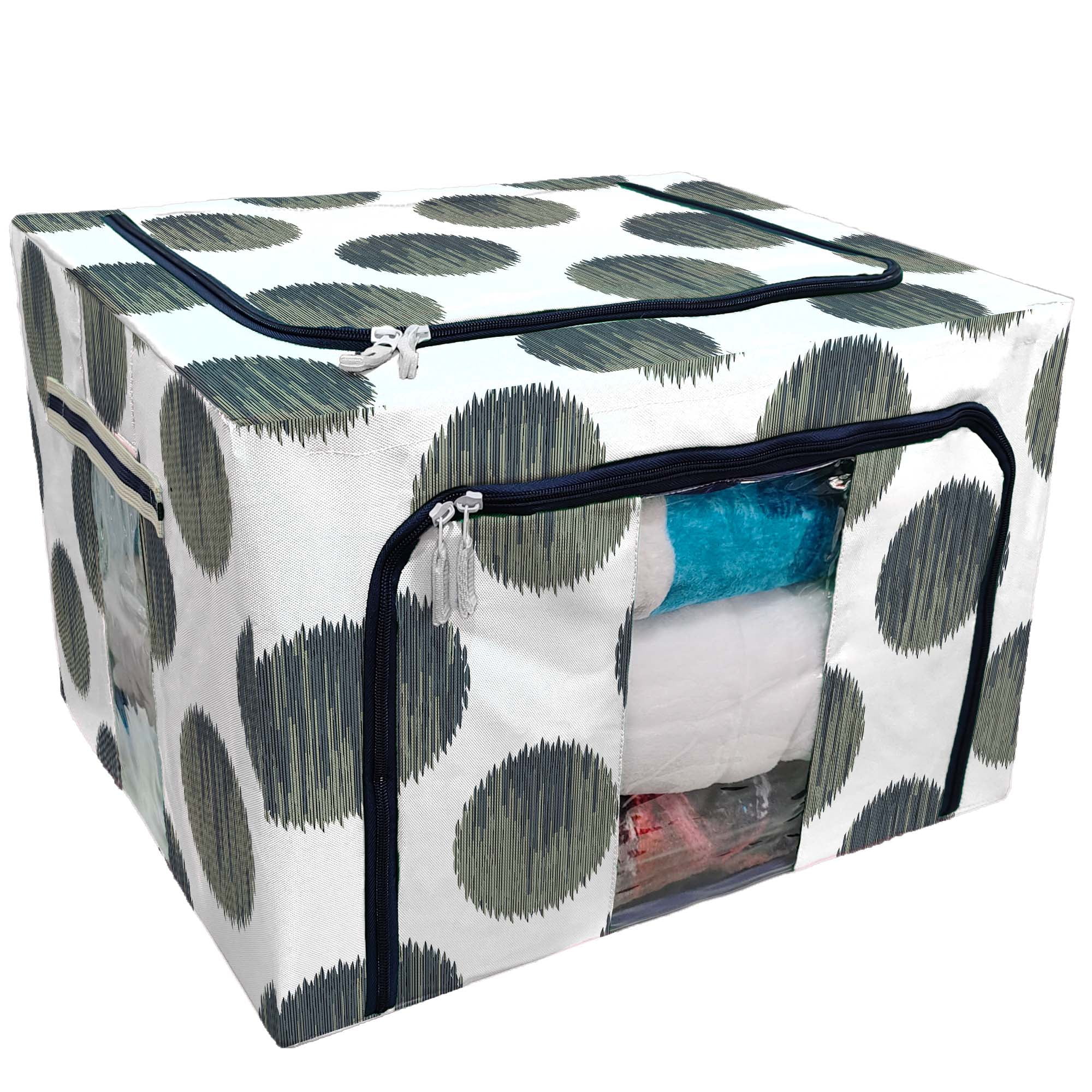 PKQWTM Textured Ikat Polka Dot Tile Storage Bag Clear Window Storage ...