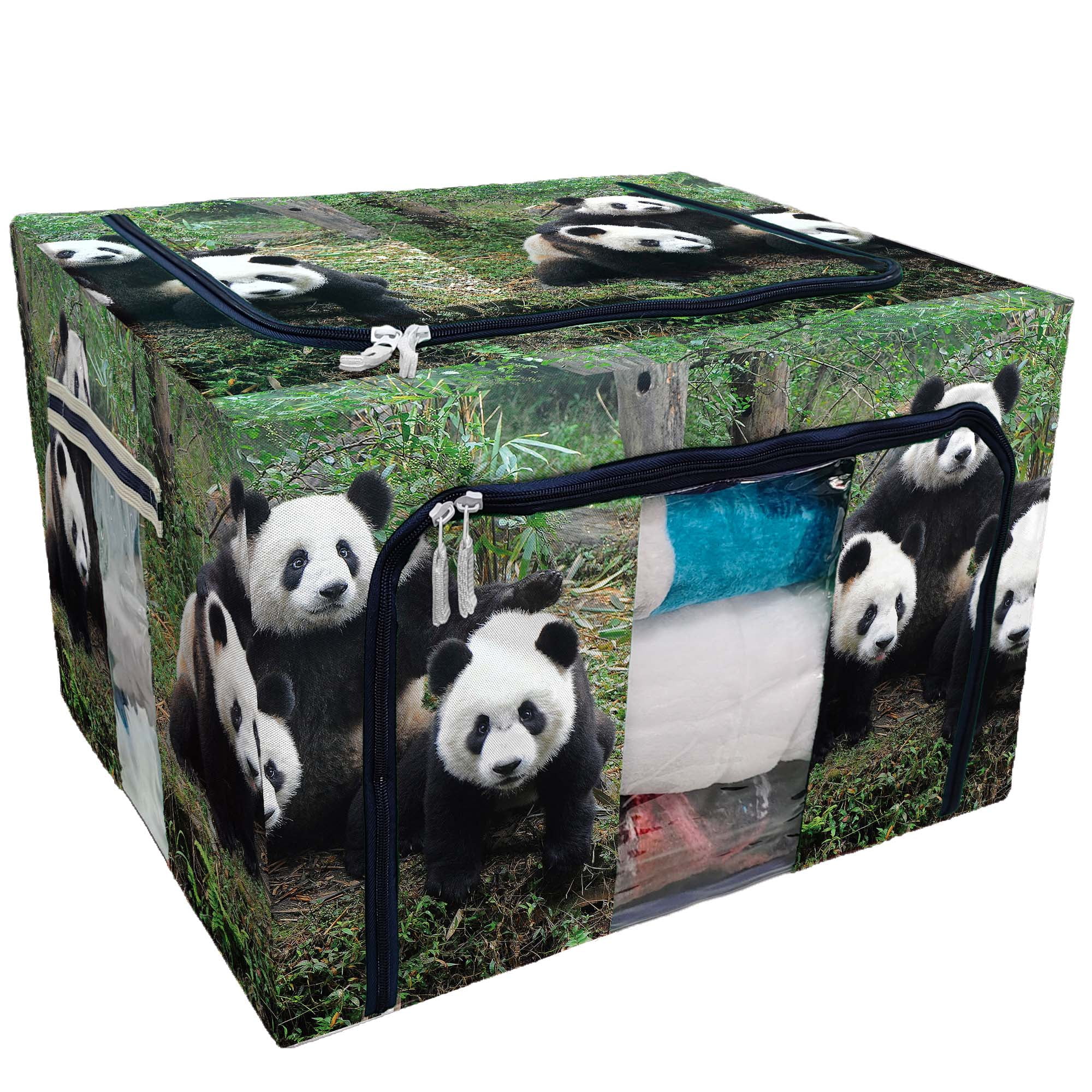 PKQWTM Three Giant Pandas Posing For Camera Storage Bag Clear Window ...