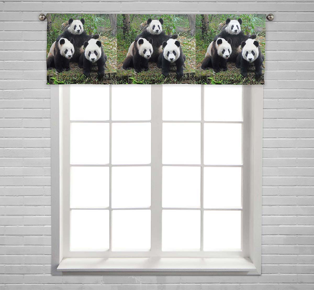PKQWTM Three Giant Pandas Posing For Camera Window Curtain Valance Rod ...
