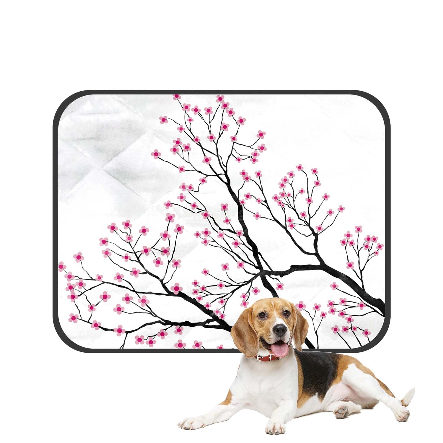 PKQWTM Tree Branches With Pink Flowers Pet Dog Cat Bed Pee Pads Mat ...