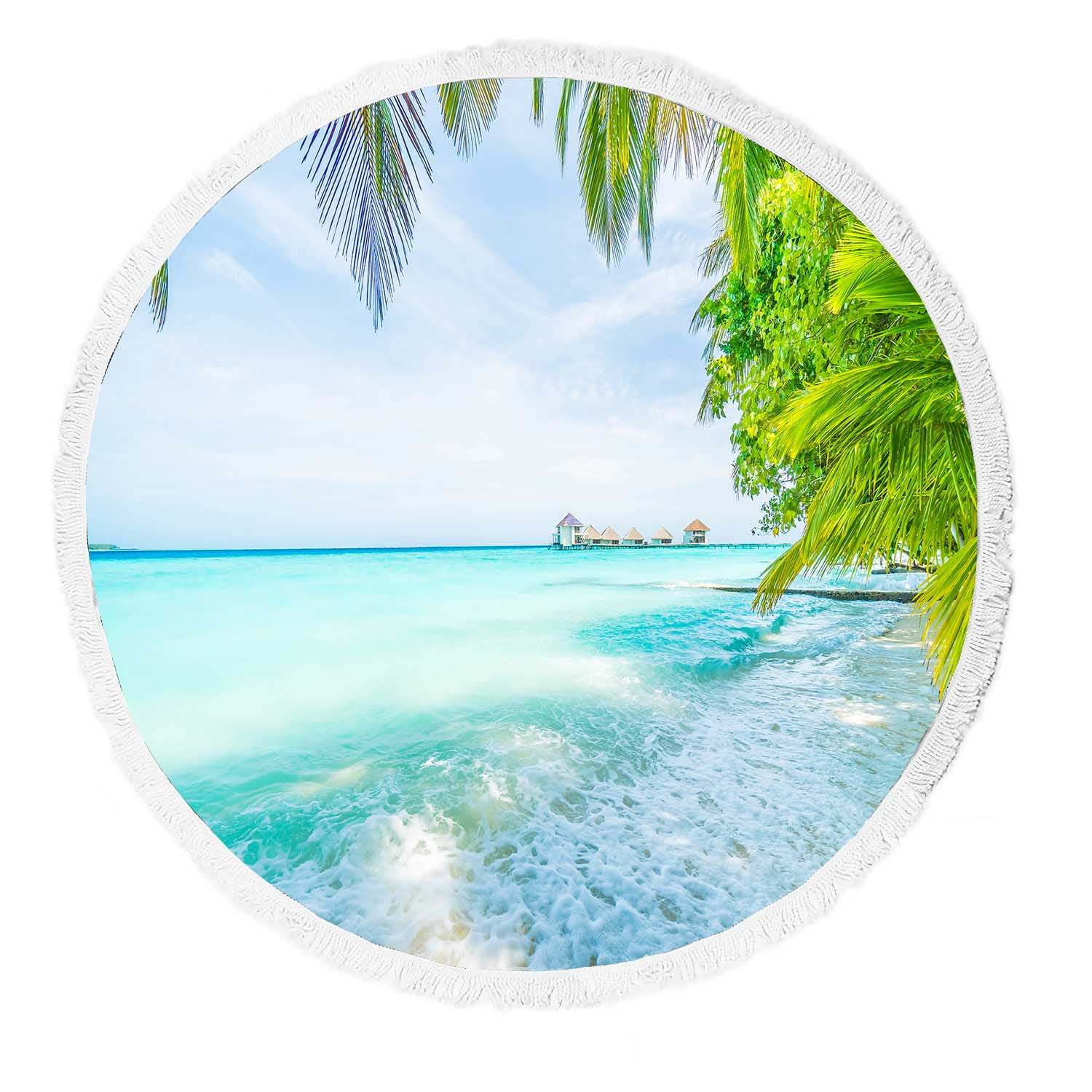 PKQWTM Tropical Maldives Island Beach Sea Sky Round Beach Towel Beach ...