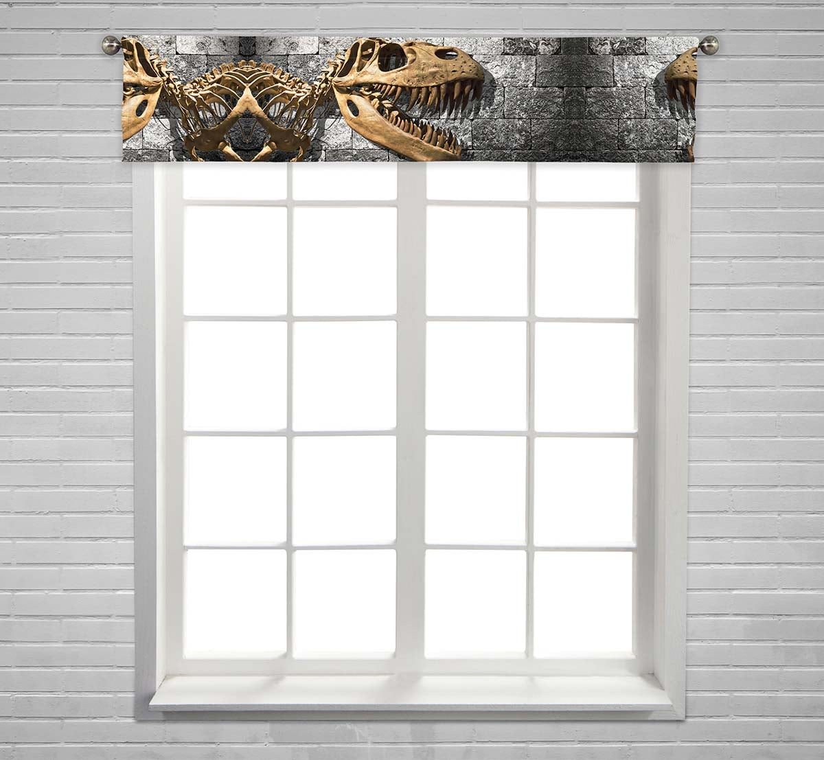 PKQWTM Tyrannosaurus Rex skeleton in stone wall Window Curtain Valance ...