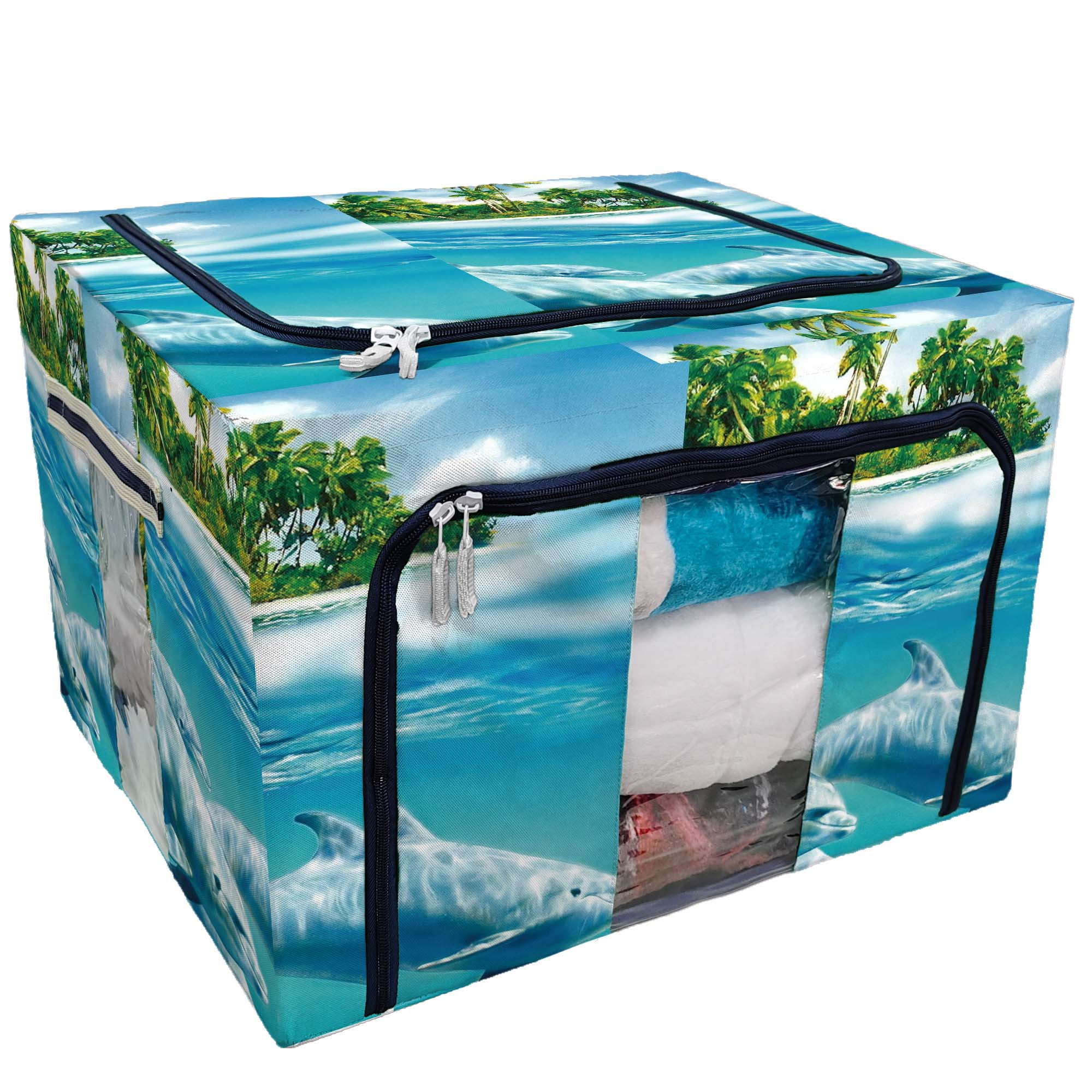 PKQWTM Underwater Dolphins Family Funny Sea Animals Storage Bag Clear ...