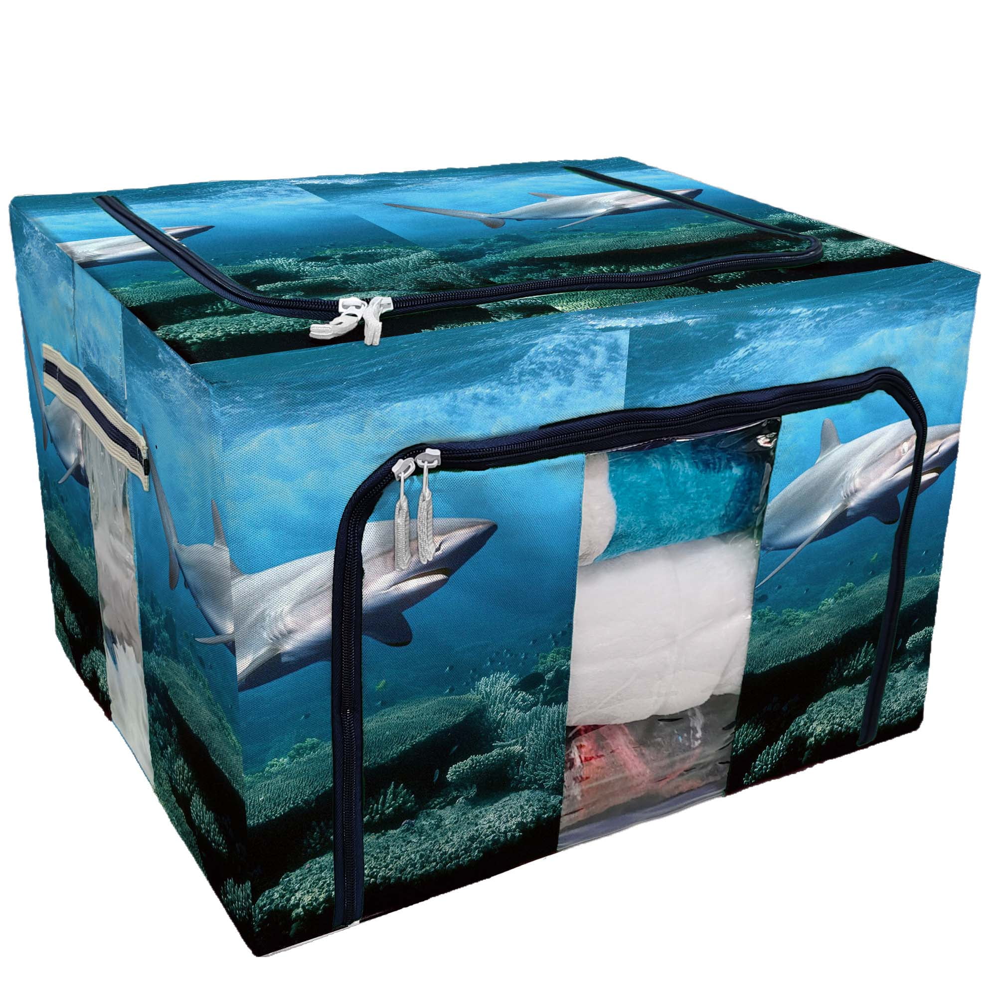 PKQWTM Underwater World Sea Ocean Shark Storage Bag Clear Window ...