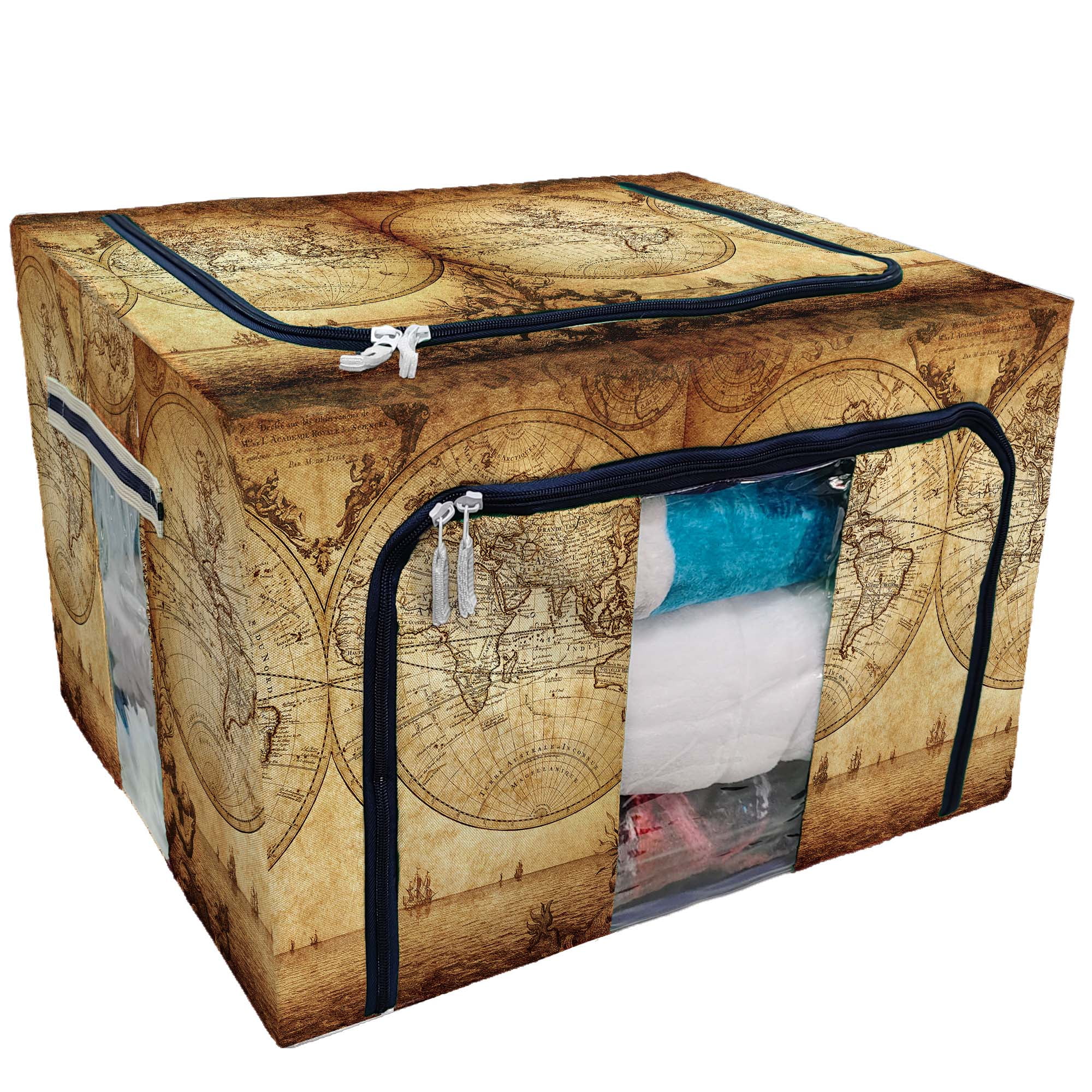 PKQWTM Vintage World Map Ancient Nautical Chart Navigation Voyage ...