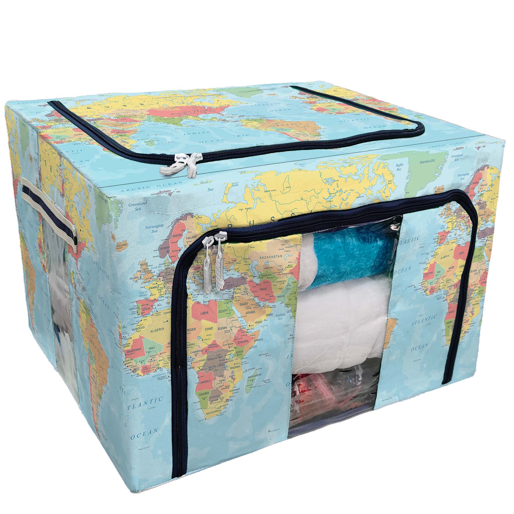 PKQWTM Vintage World Map And Markers Storage Bag Clear Window Storage ...