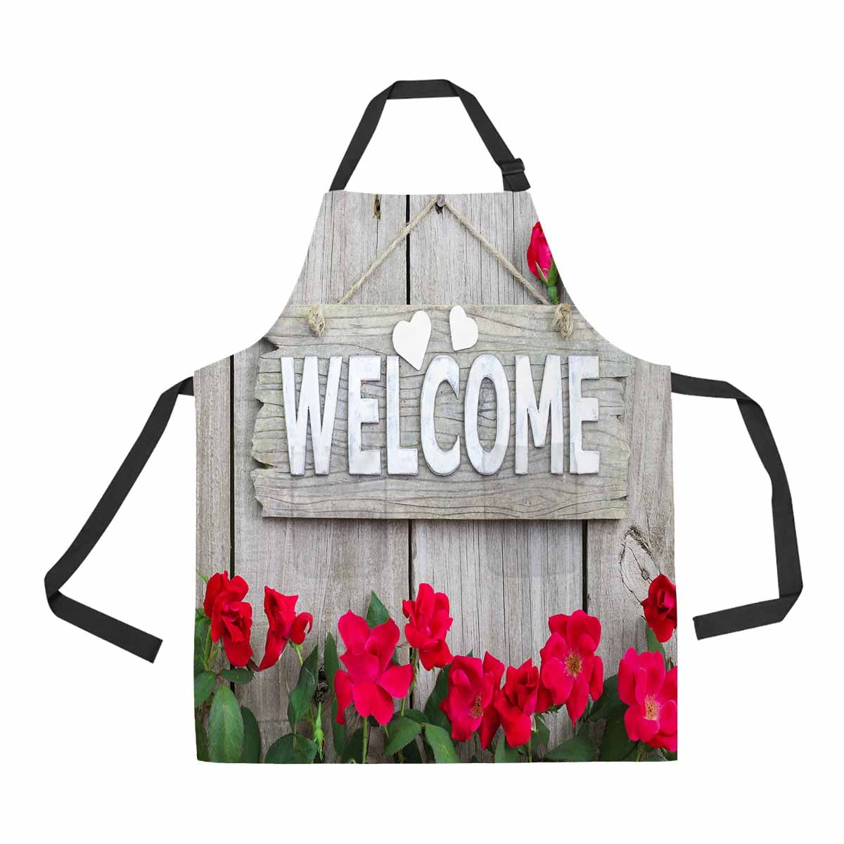 PKQWTM Welcome Rustic Wood Fence Flower Border Red Roses Unisex ...