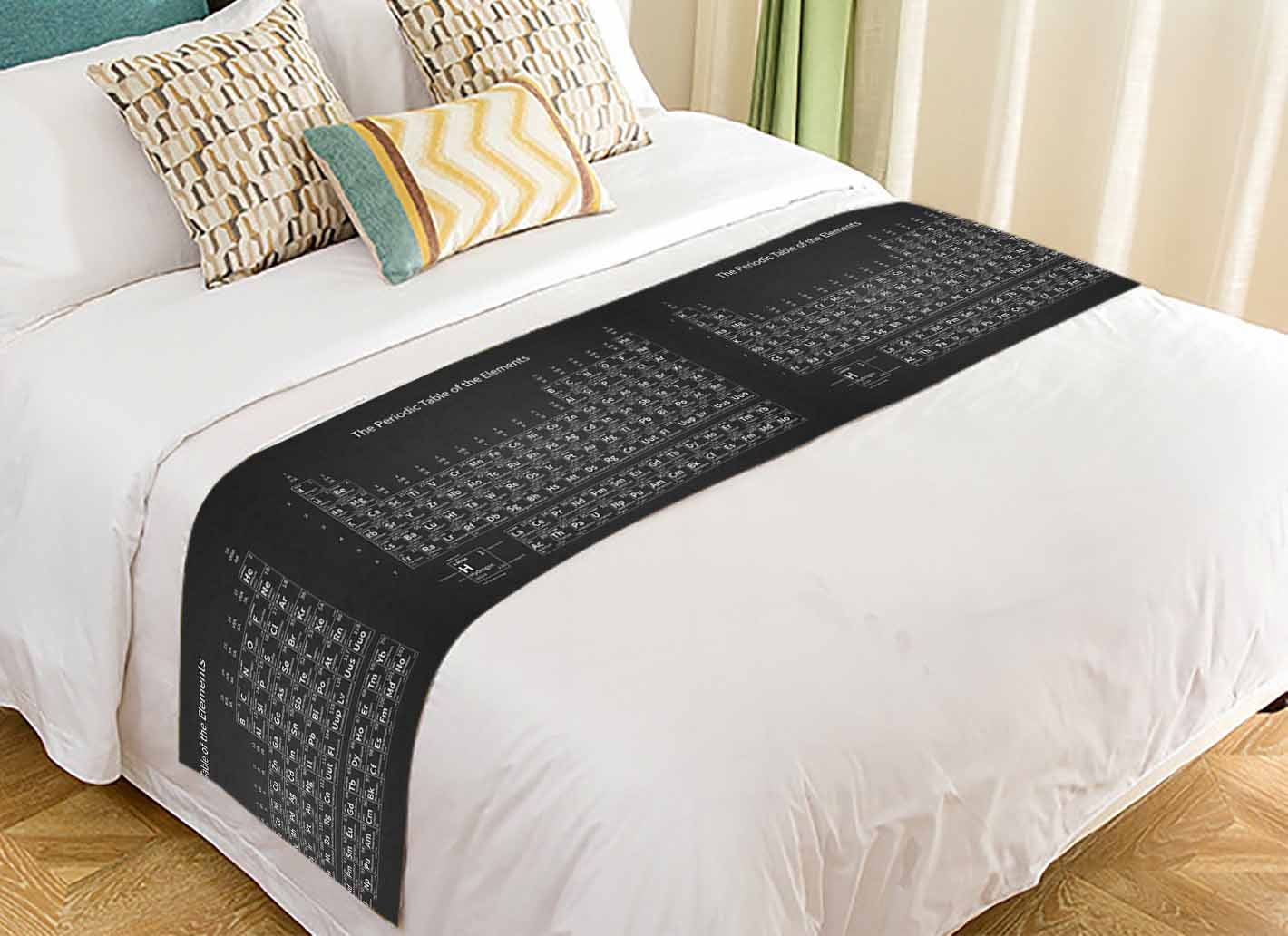 PKQWTM White Chemical Periodic Table Of Elements Bed Runner Bedroom ...